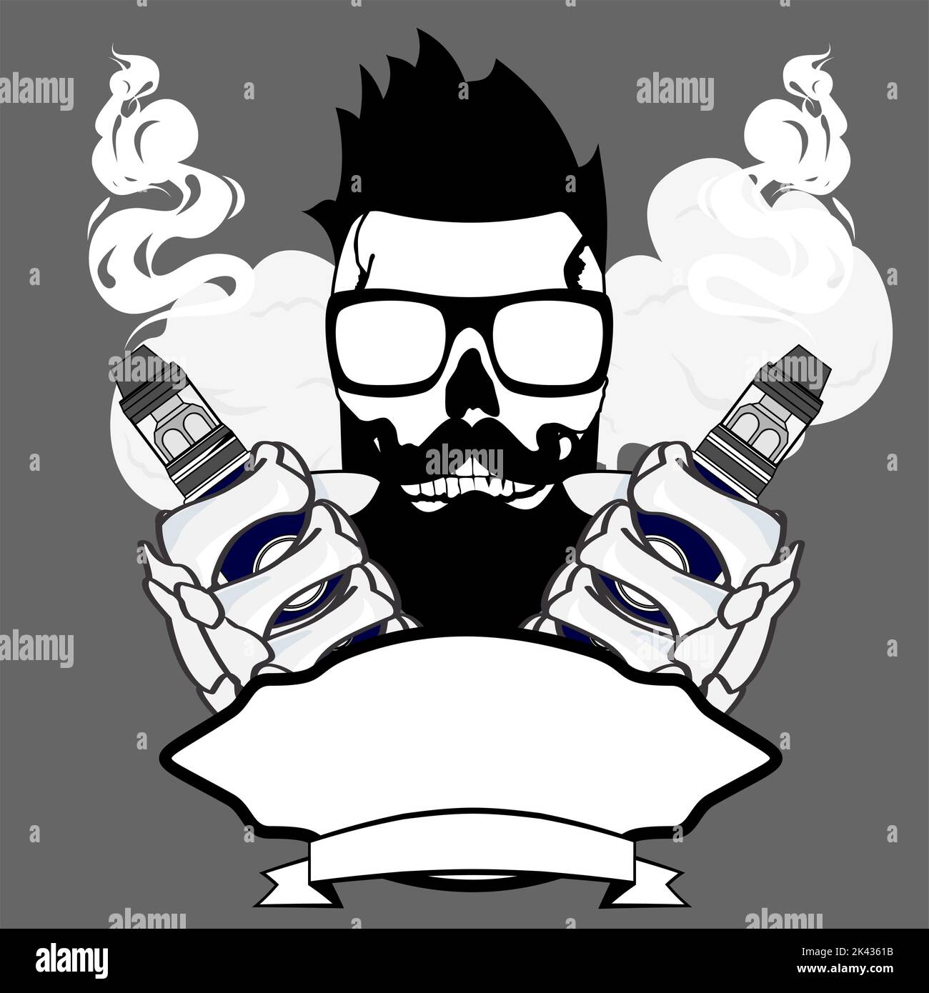 vape skull tattoo logo illustration in vector format Stock Vector Image ...