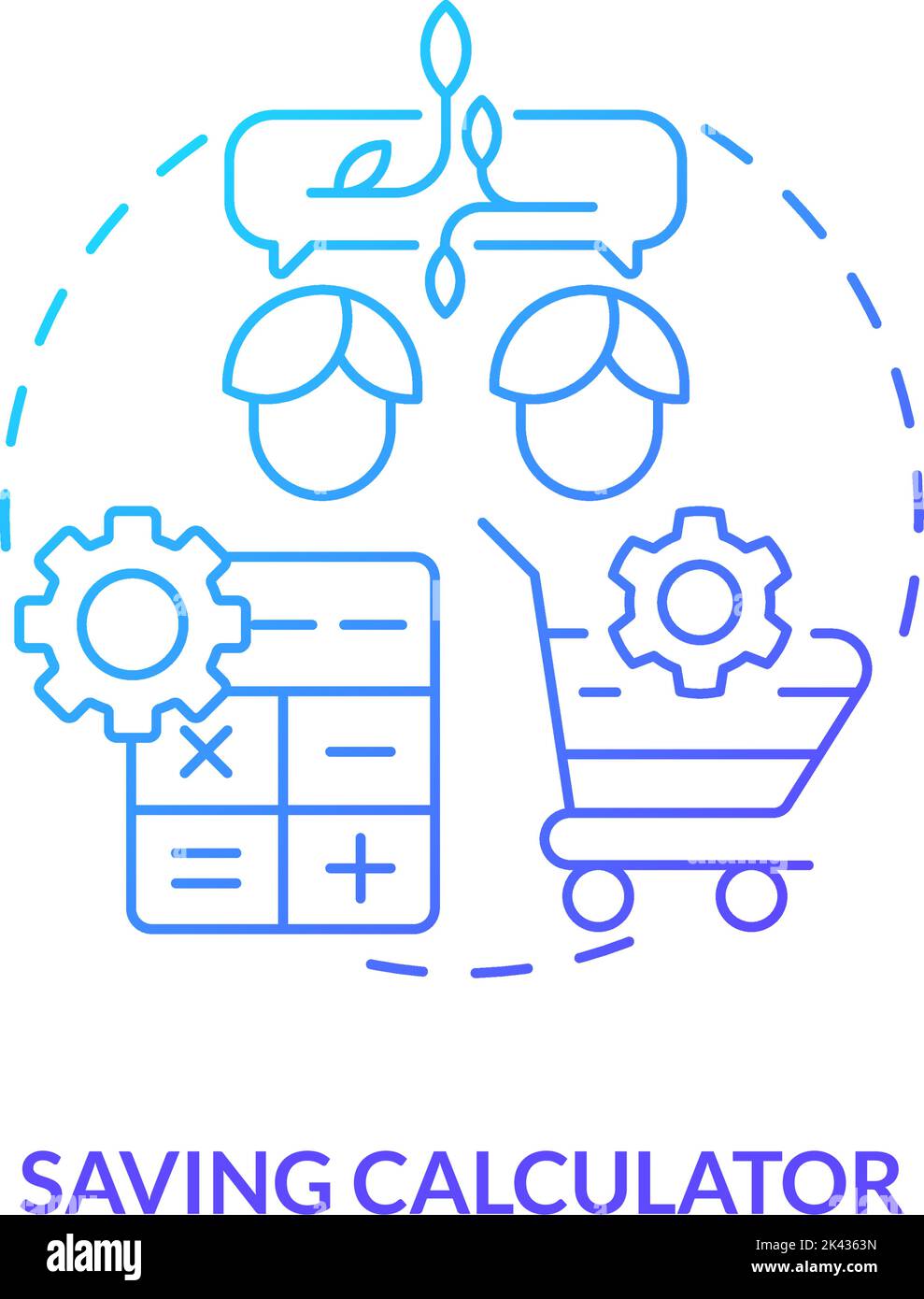 Saving calculator blue gradient concept icon Stock Vector Image & Art ...