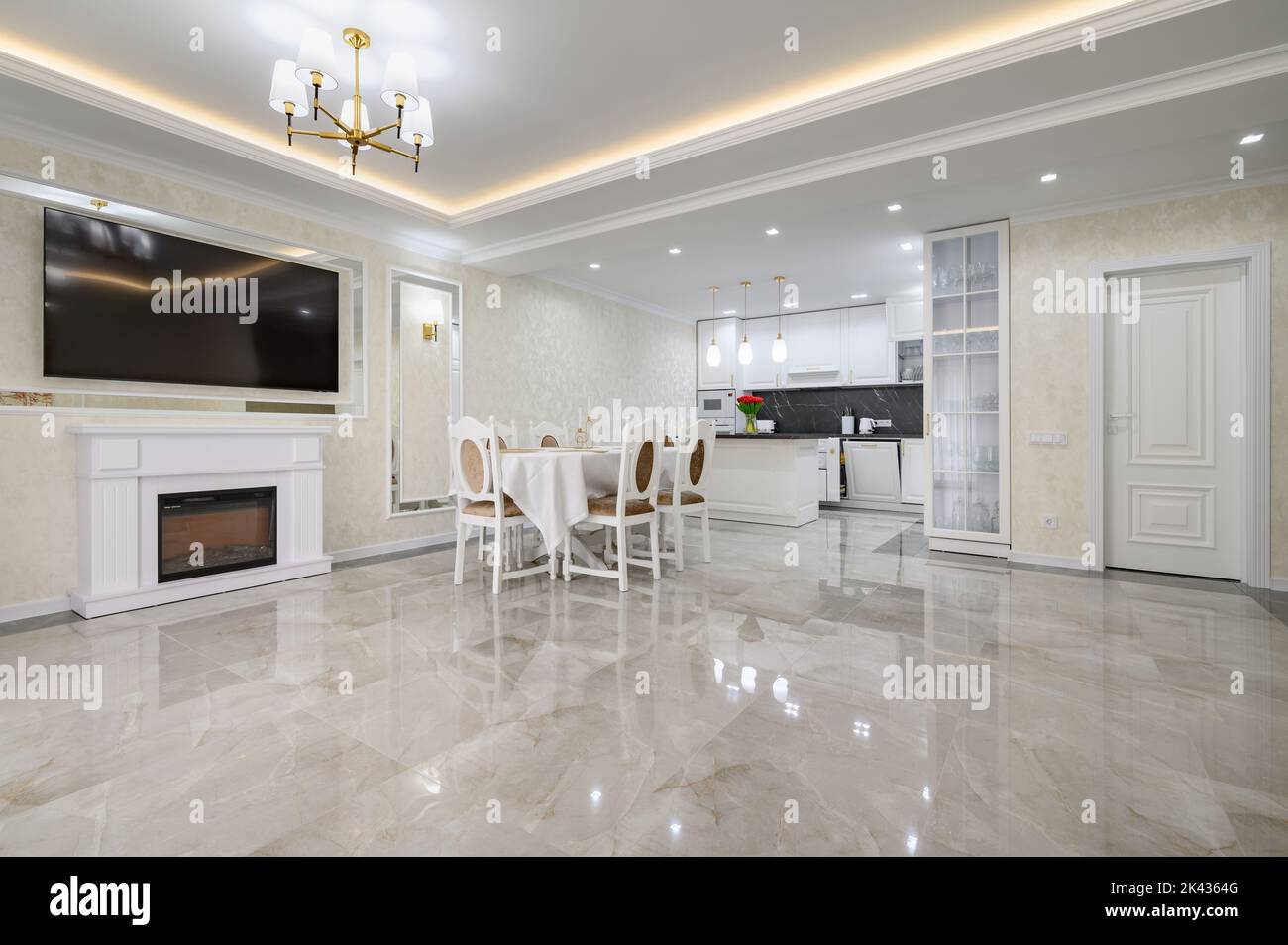 White Marble Floor Living Room