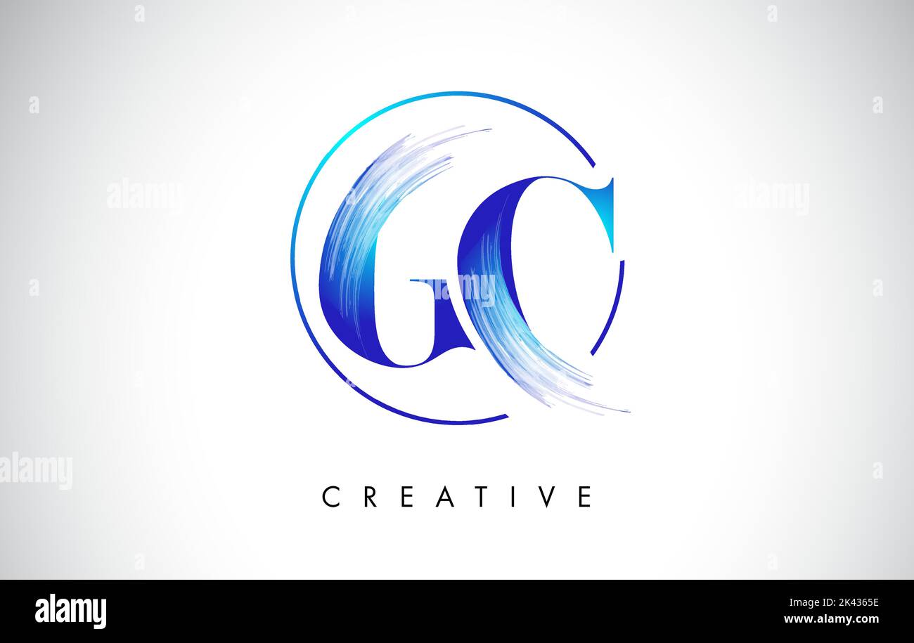 GC Brush Stroke Letter Logo Design. Blue Paint Logo Leters Icon with ...