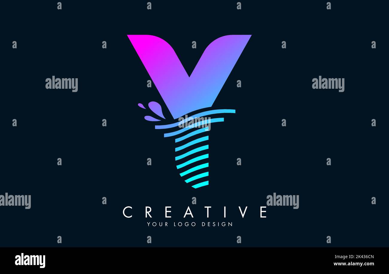 Colorful Y Letter Logo with Waves and Water Drops Design Vector ...