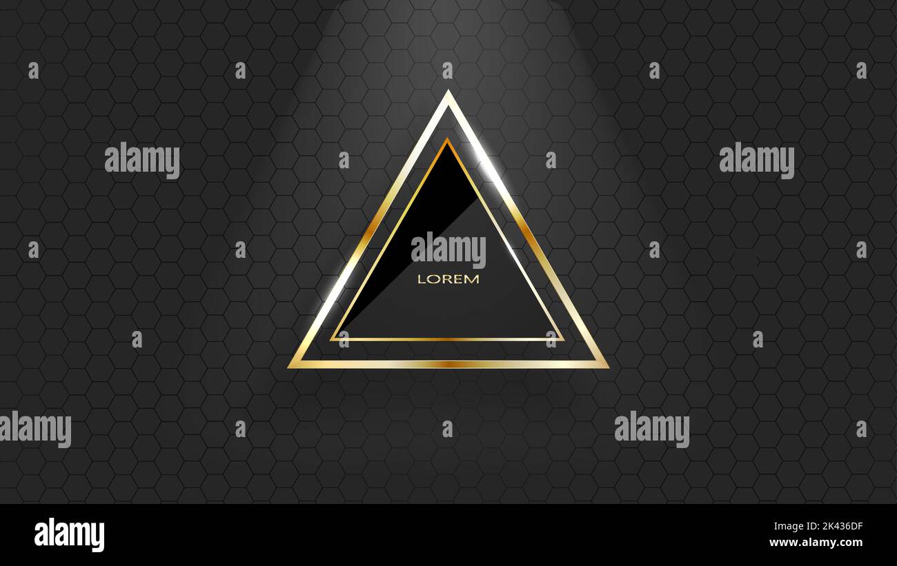 Abstract black and gold triangle frame template with light effect Stock ...
