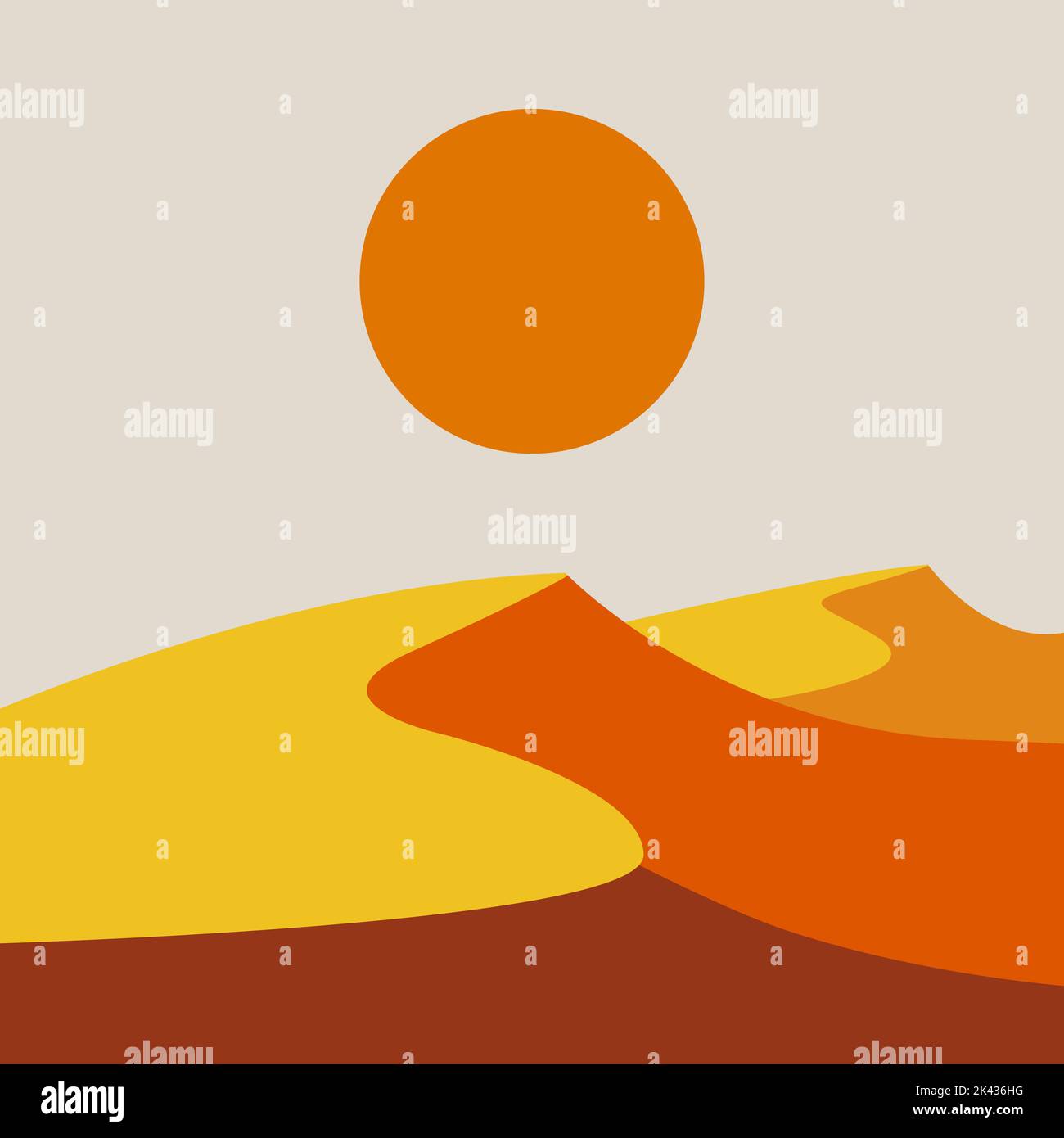 Tropical picture. In the desert, dawn. Vector illustration Stock Vector ...