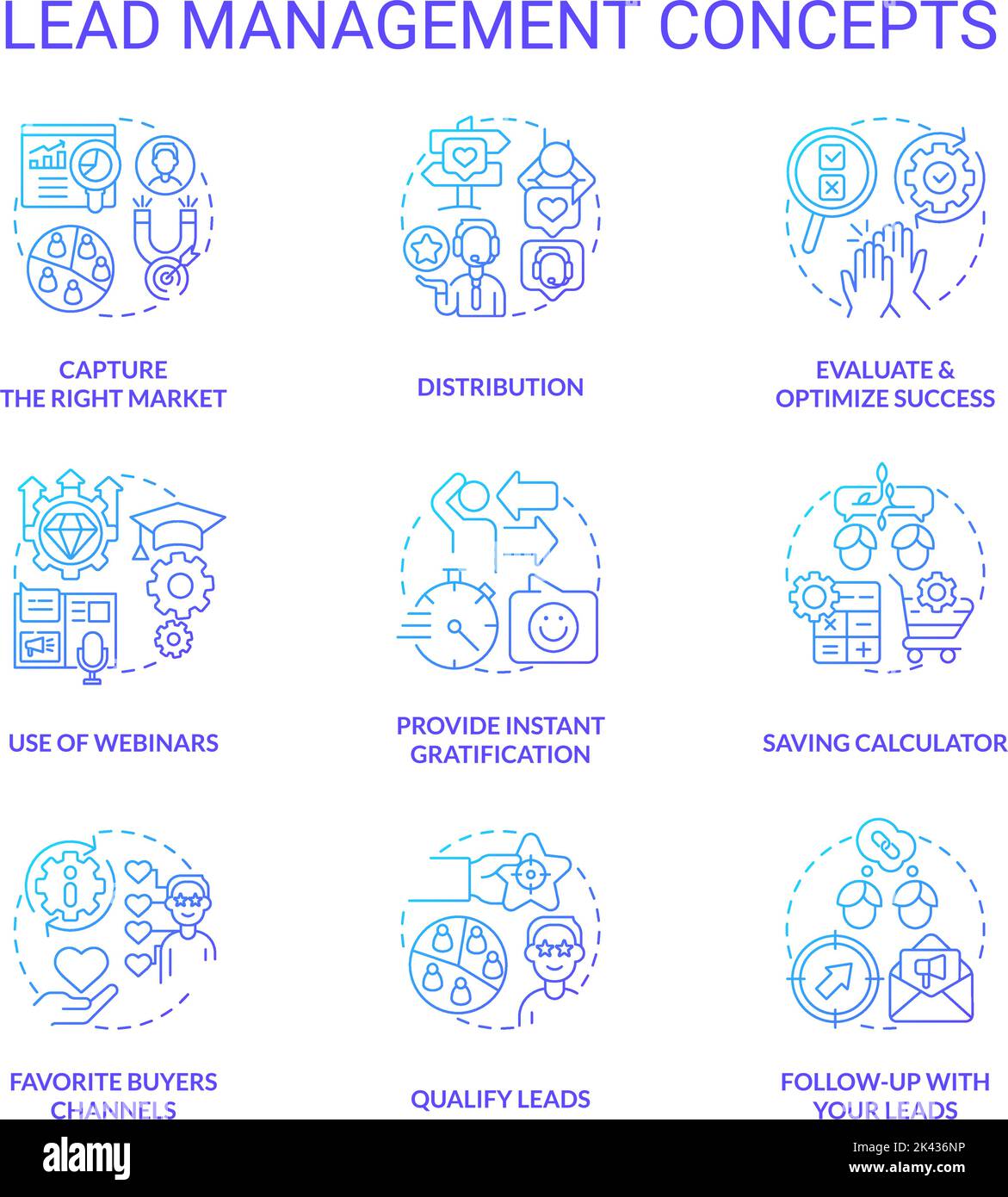 Lead management blue gradient concept icons set Stock Vector Image & Art - Alamy