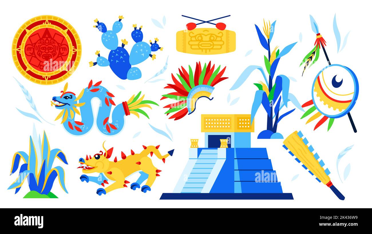 Ancient Maya civilization - flat design style illustration set Stock ...