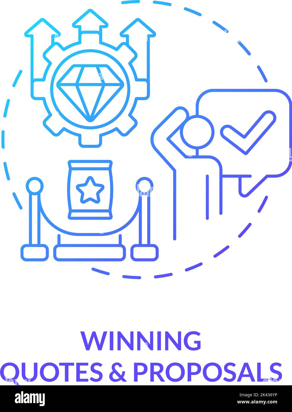 Winning quotes and proposals blue gradient concept icon Stock Vector ...