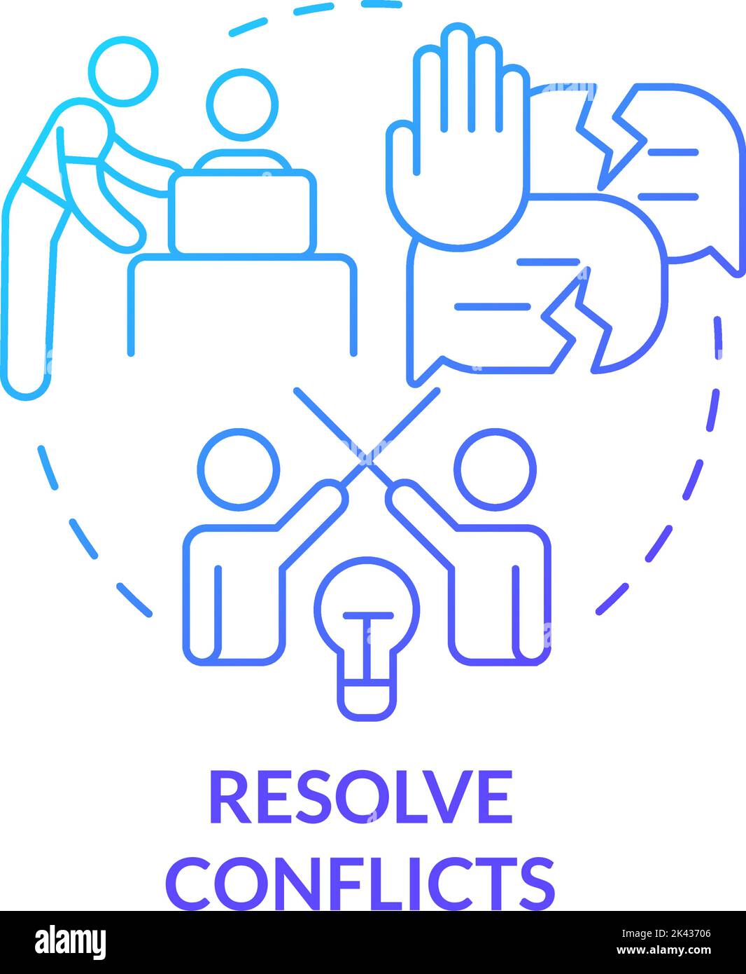Resolve conflicts blue gradient concept icon Stock Vector Image & Art - Alamy