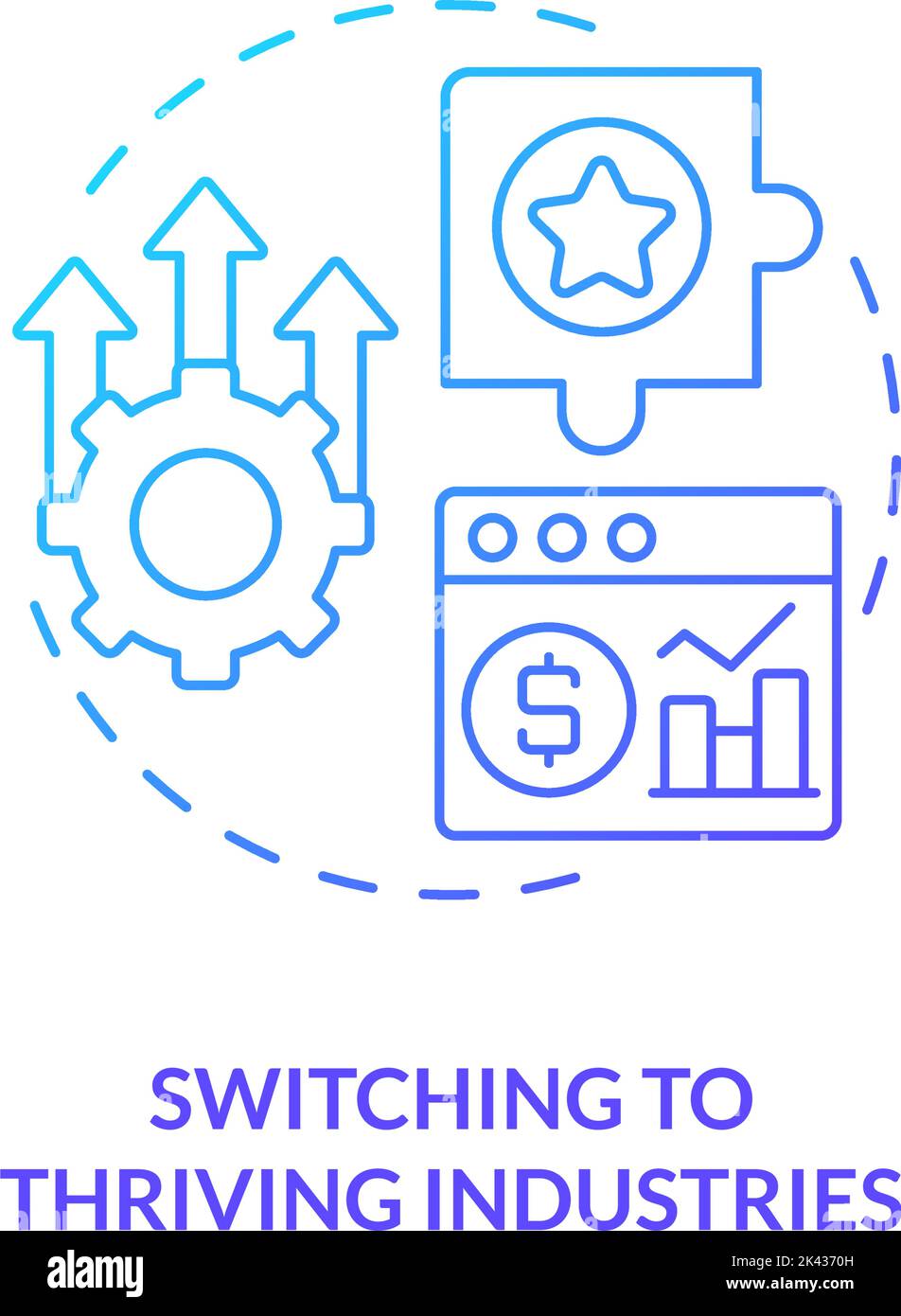 Switching to thriving industries blue gradient concept icon Stock ...