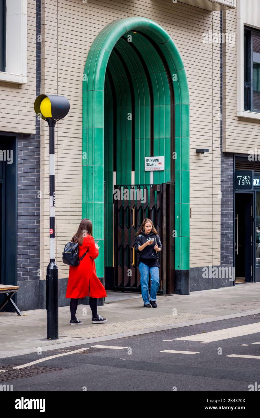 Rathbone Square Fitzrovia London. Entrance to the Rathbone Sq ...