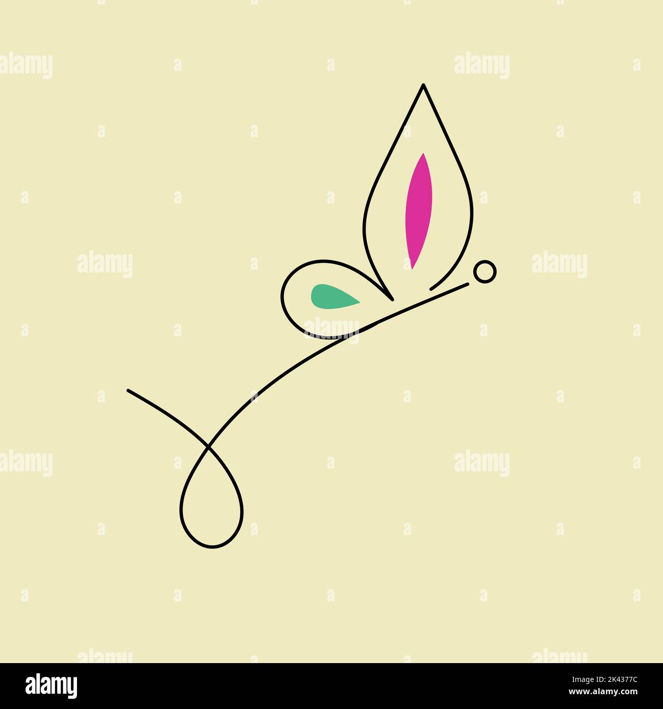 Line sketch of butterfly flight, beauty salon logo. Logotype of dance ...