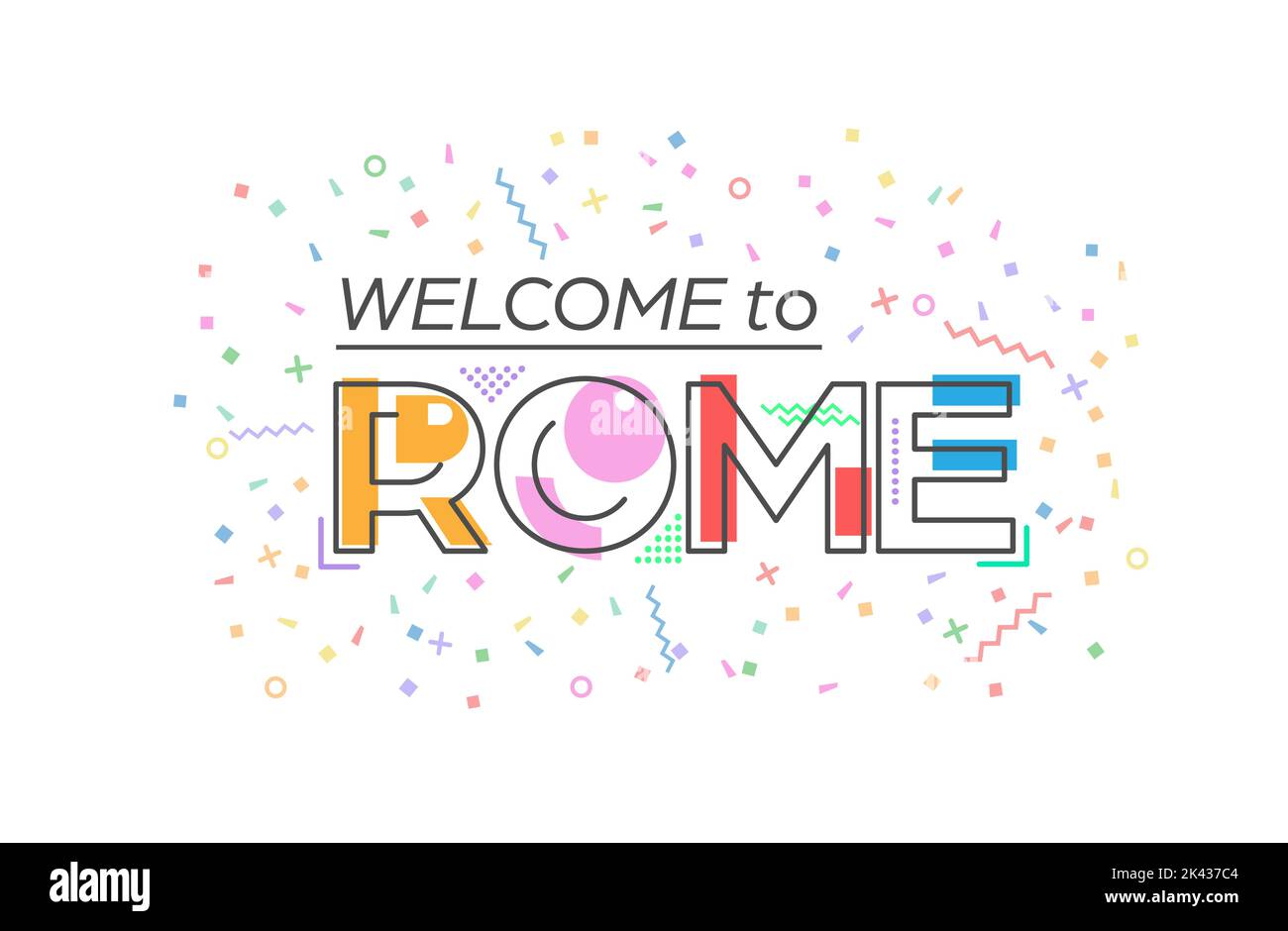 Welcome to Rome. Vector lettering for greetings, postcards, posters ...