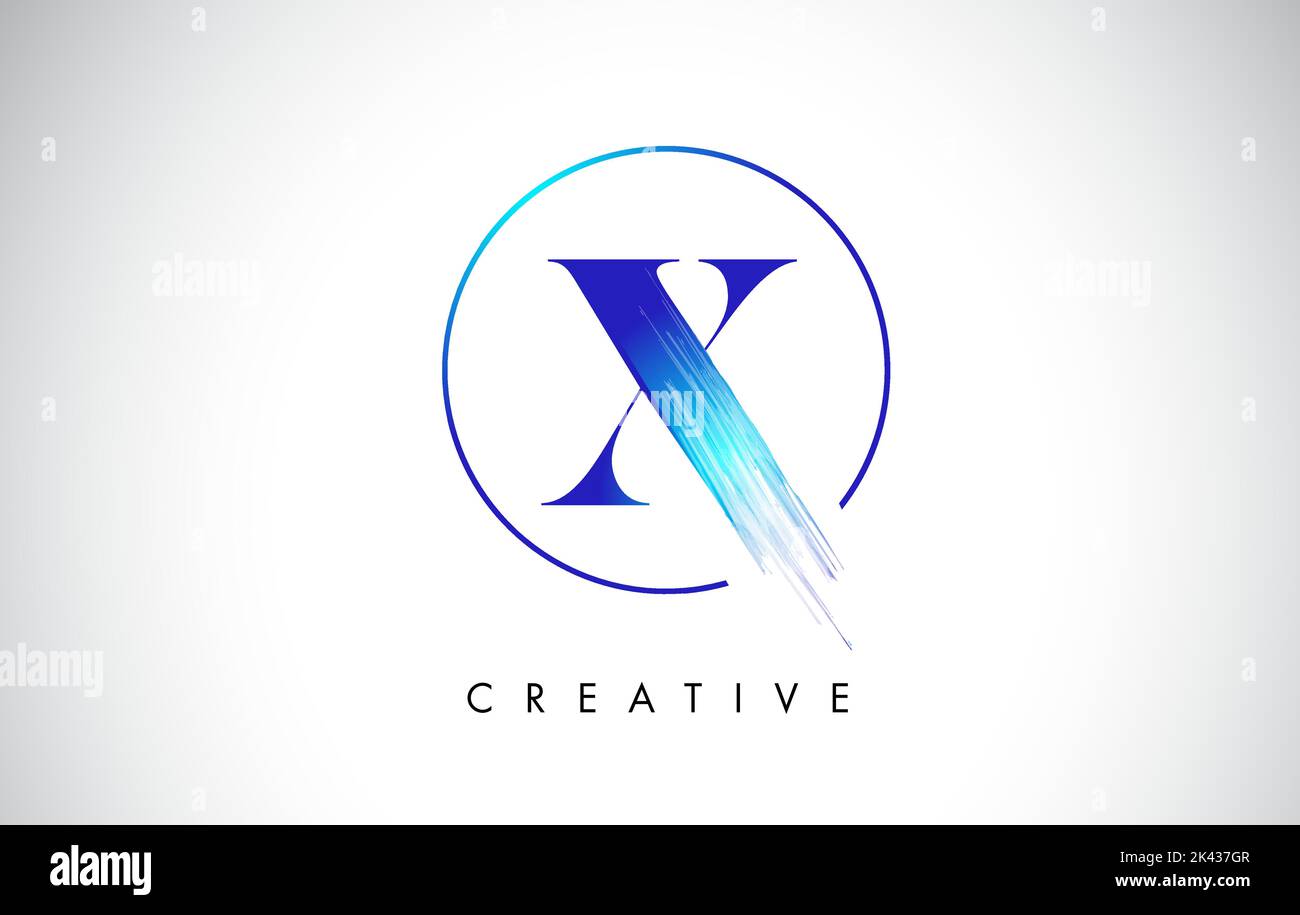 X Brush Stroke Letter Logo Design. Blue Paint Logo Leters Icon with ...