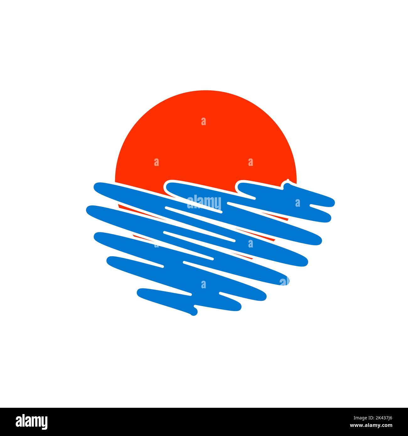 Sea and sun minimal pictogram, travel logo. Vector illustration of sun ...