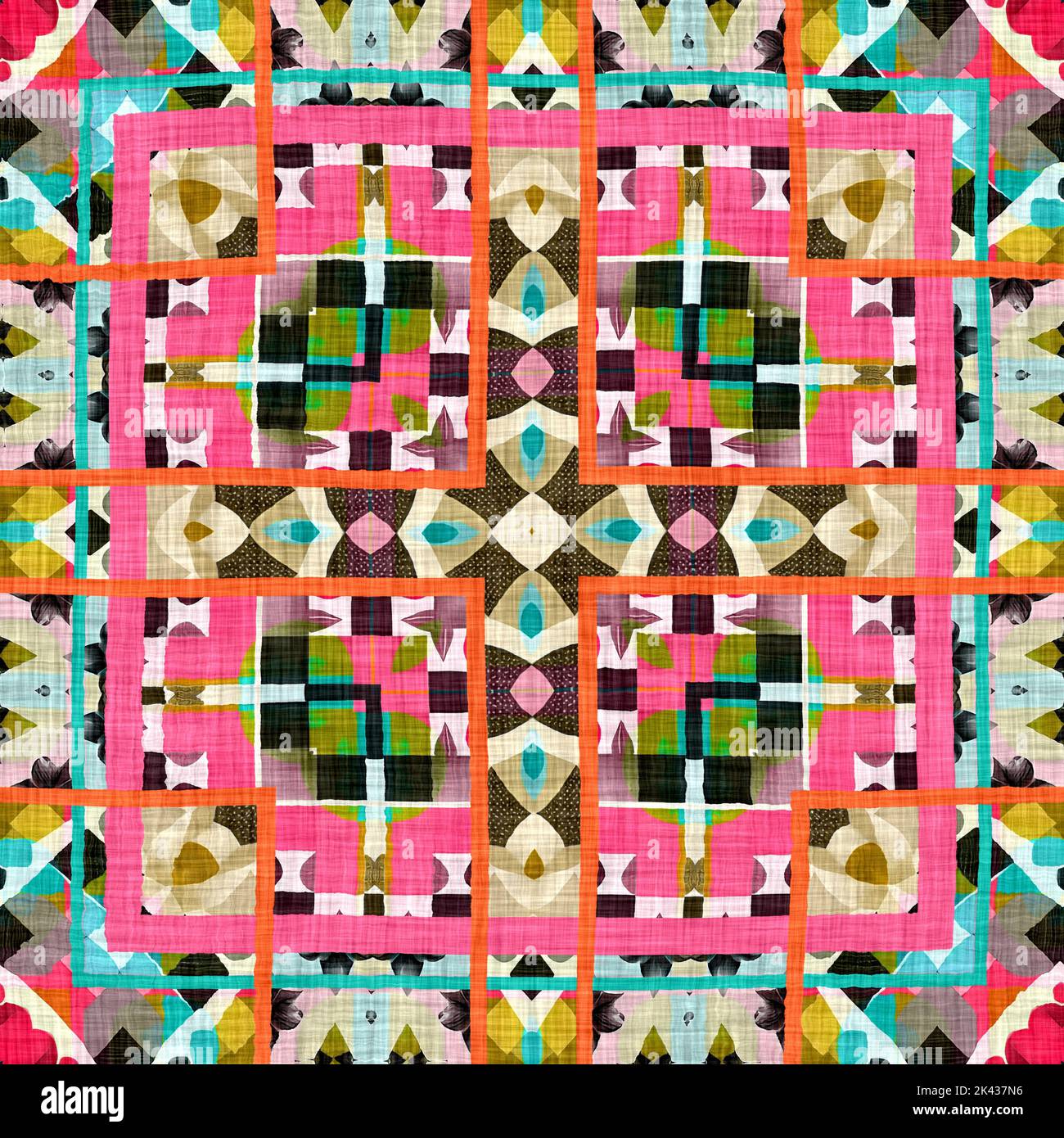 Kitsch pattern geometric retro design in seamless background. Trendy ...