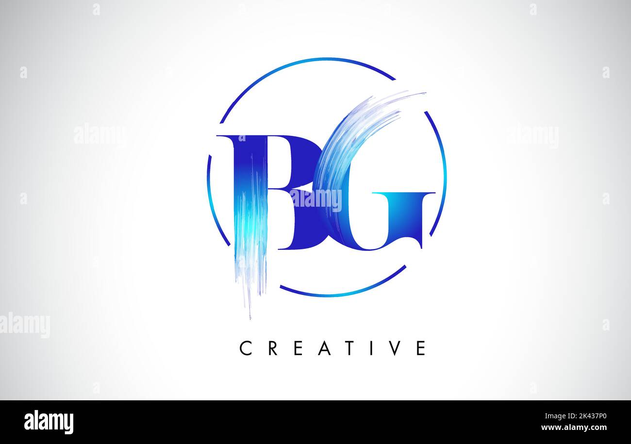 BG Brush Stroke Letter Logo Design. Blue Paint Logo Leters Icon with ...