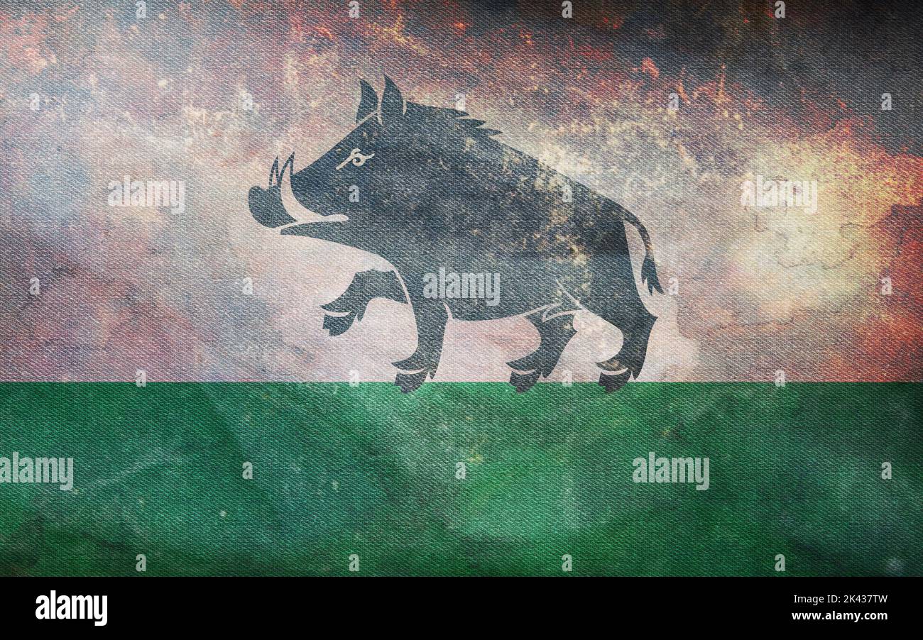 Top view of retro flag lobzenica, Poland with grunge texture. Polish ...