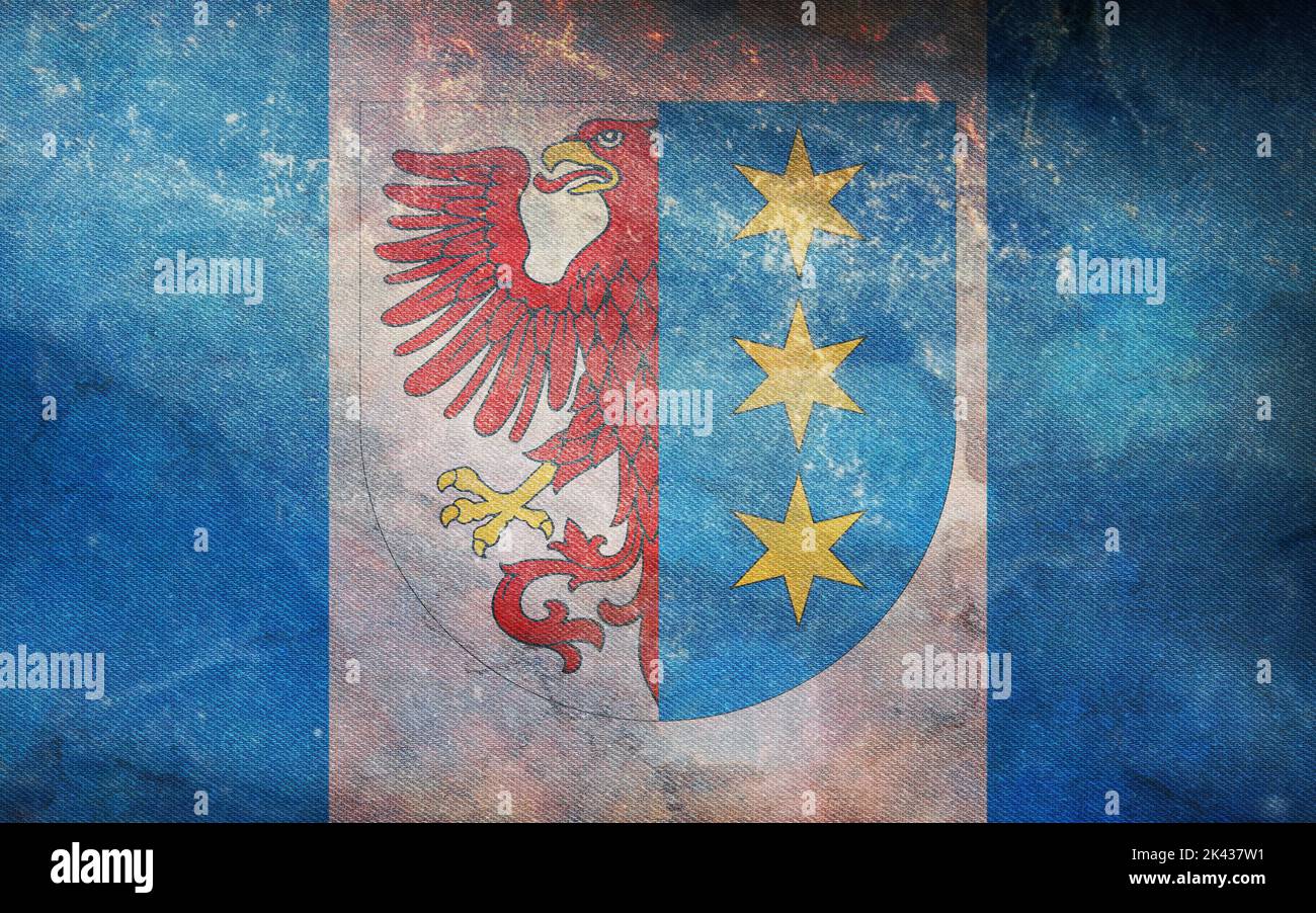 Top view of retro flag Lipiany, Poland with grunge texture. Polish ...