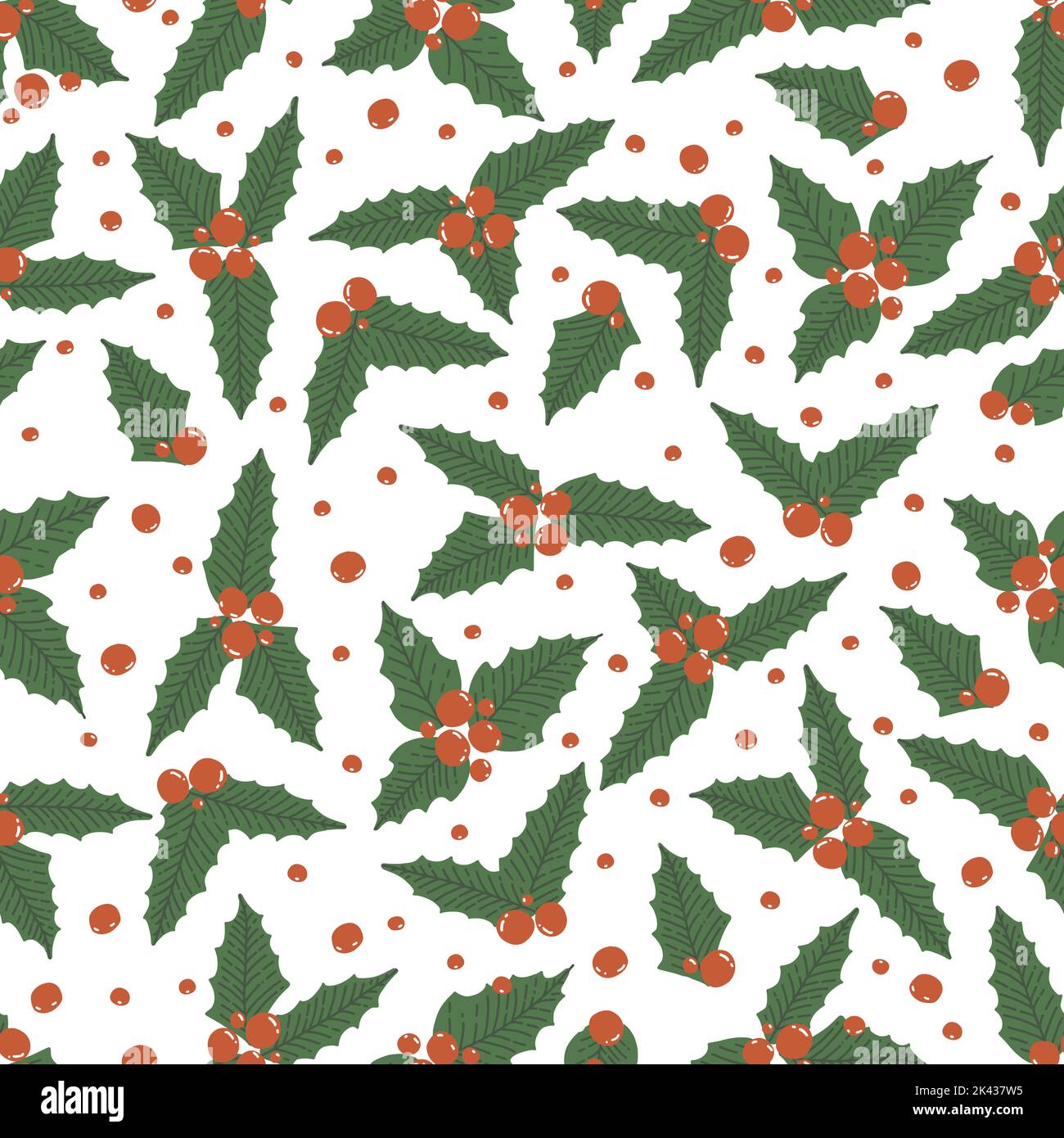 Seamless pattern with Holly berry and leaves. Background for Christmas ...