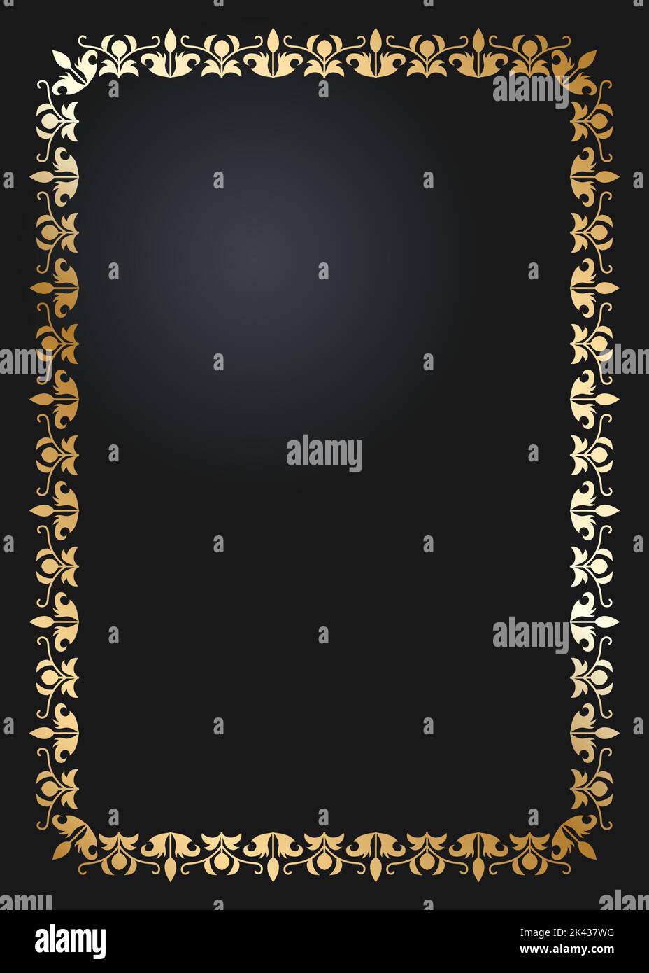 Floral rectangular golden frame. Festive design. Gold border with ...