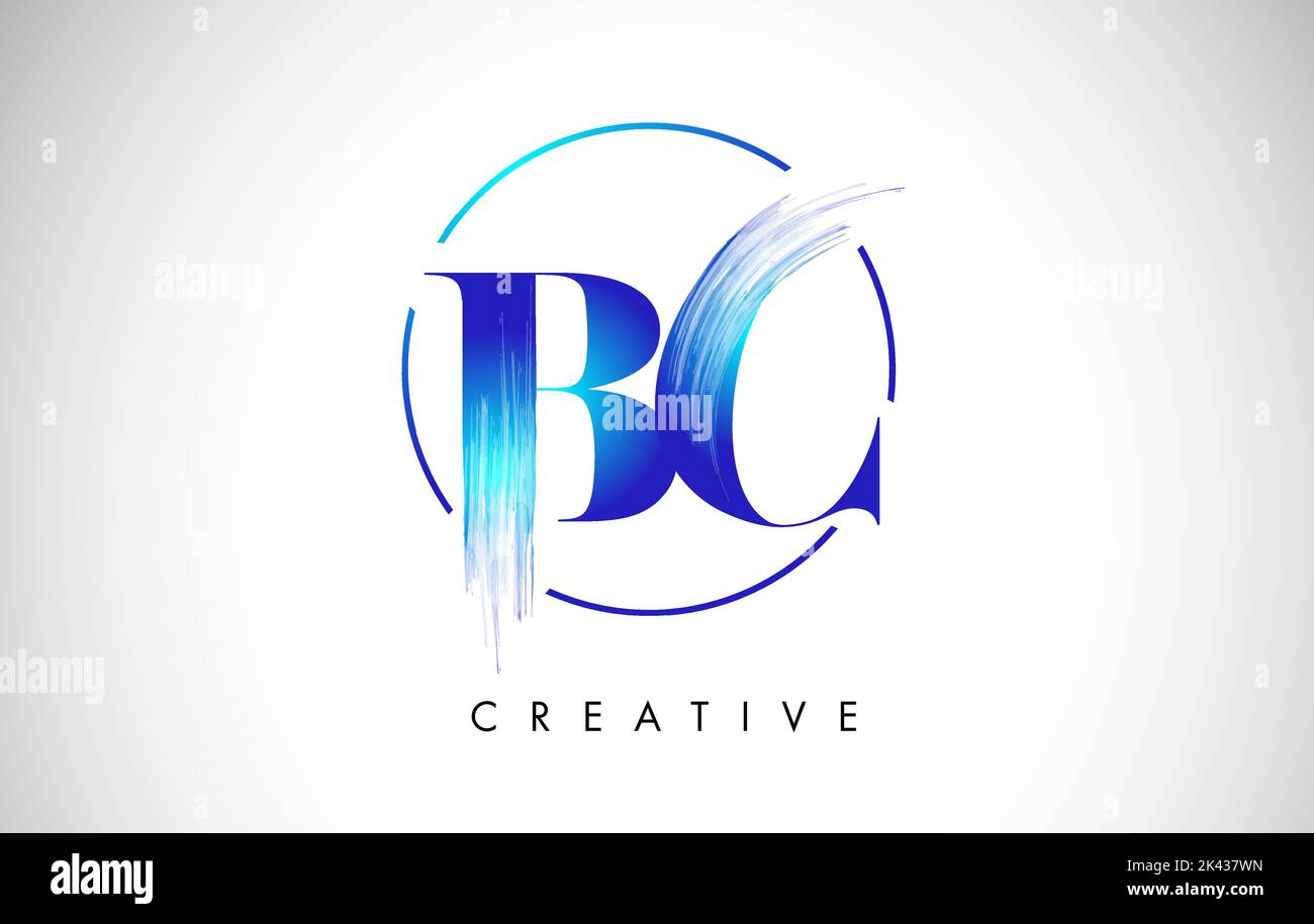 BC Brush Stroke Letter Logo Design. Blue Paint Logo Leters Icon with ...