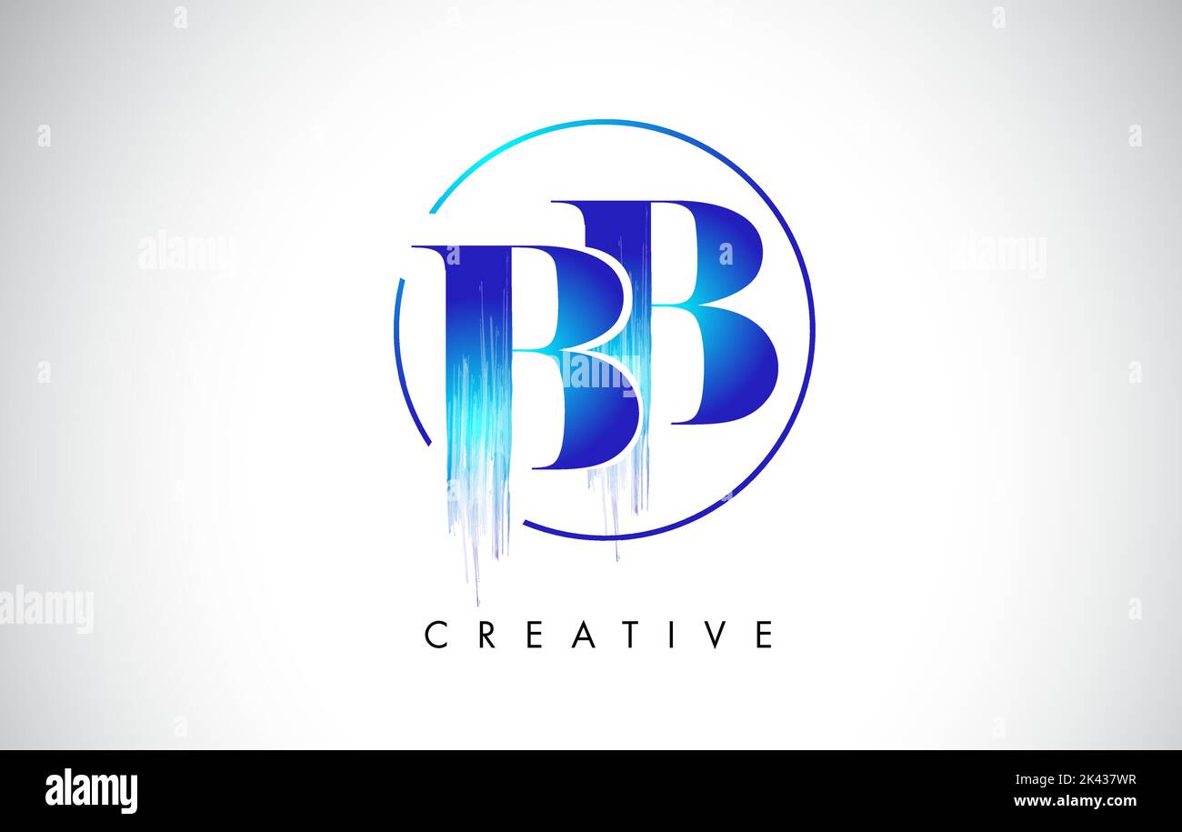 BB Brush Stroke Letter Logo Design. Blue Paint Logo Leters Icon with ...