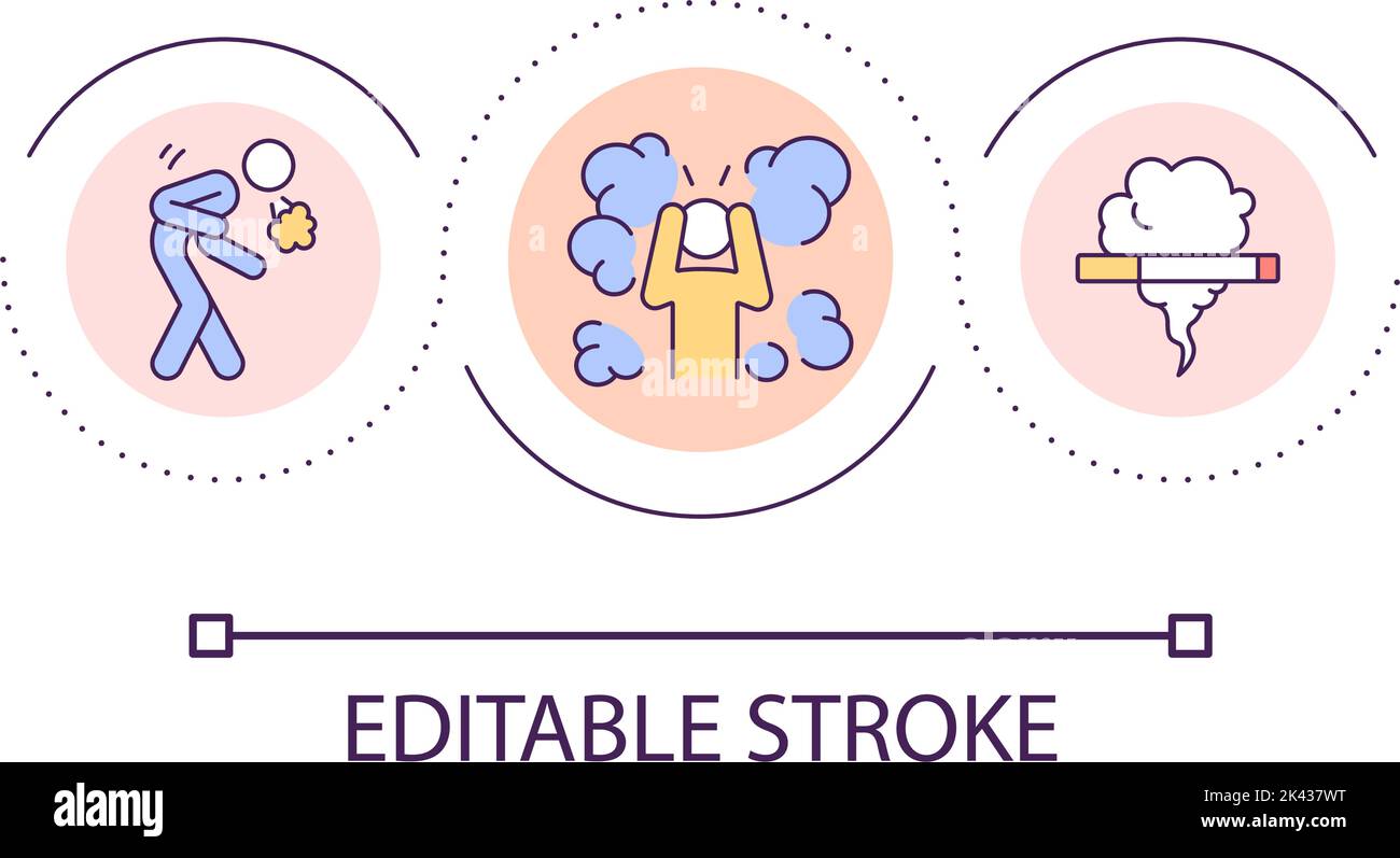 Breath shortness caused by smoke loop concept icon Stock Vector Image ...