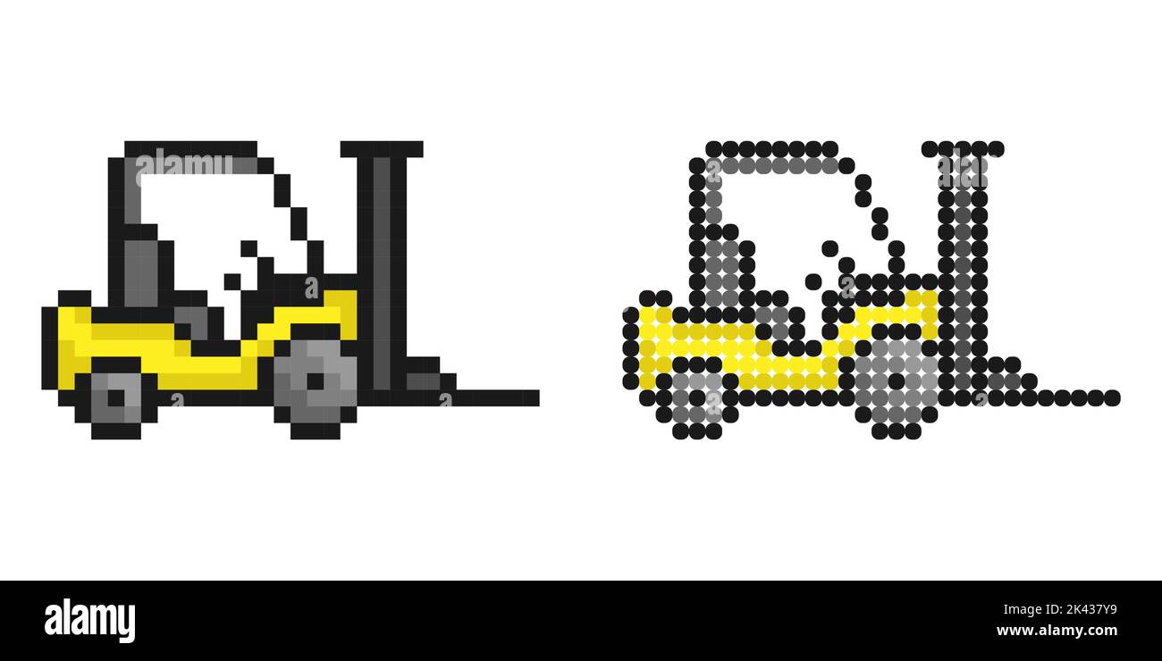 Pixel icon. Forklift to move goods around the warehouse. Transport for ...