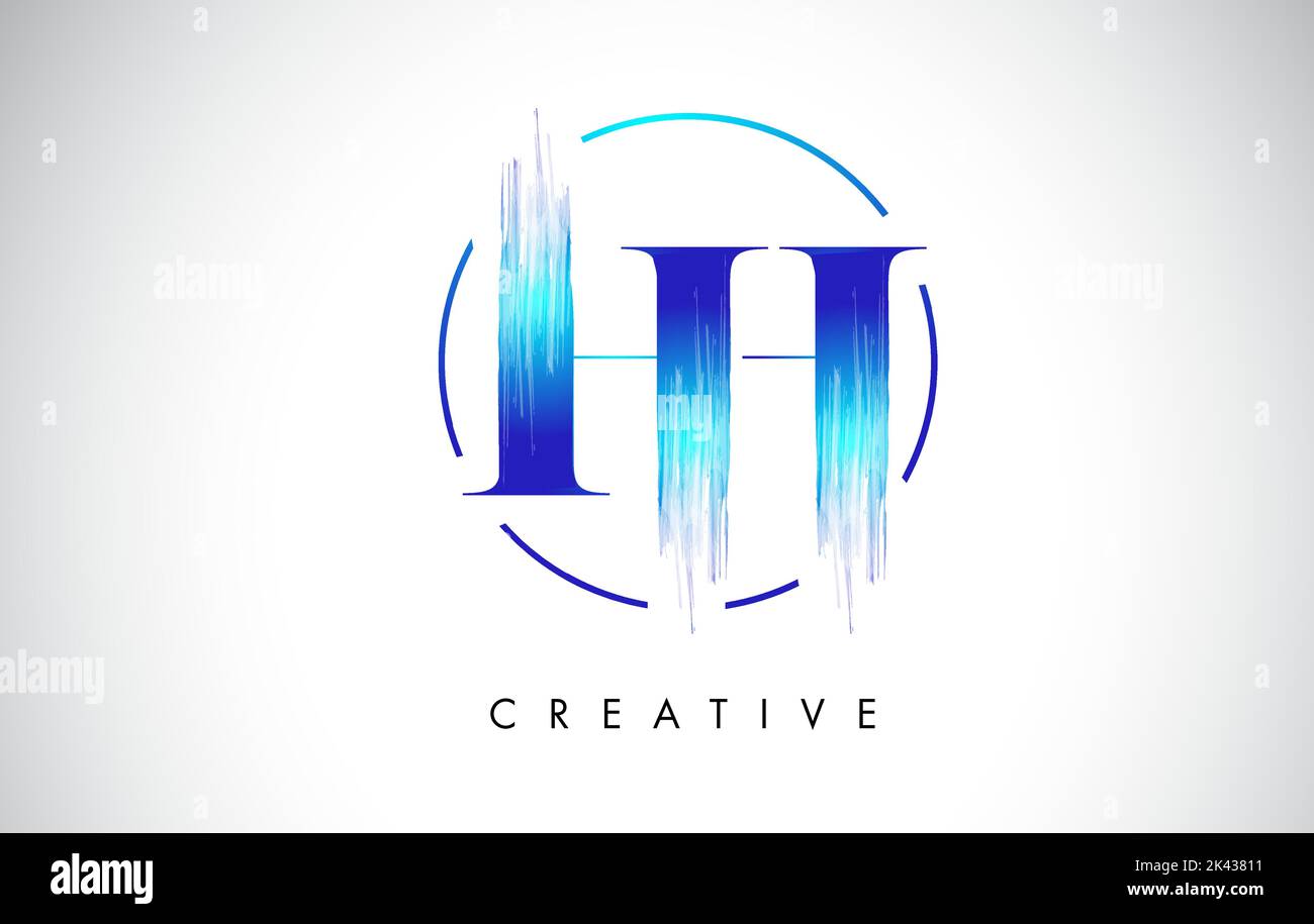 HH Brush Stroke Letter Logo Design. Blue Paint Logo Leters Icon with ...