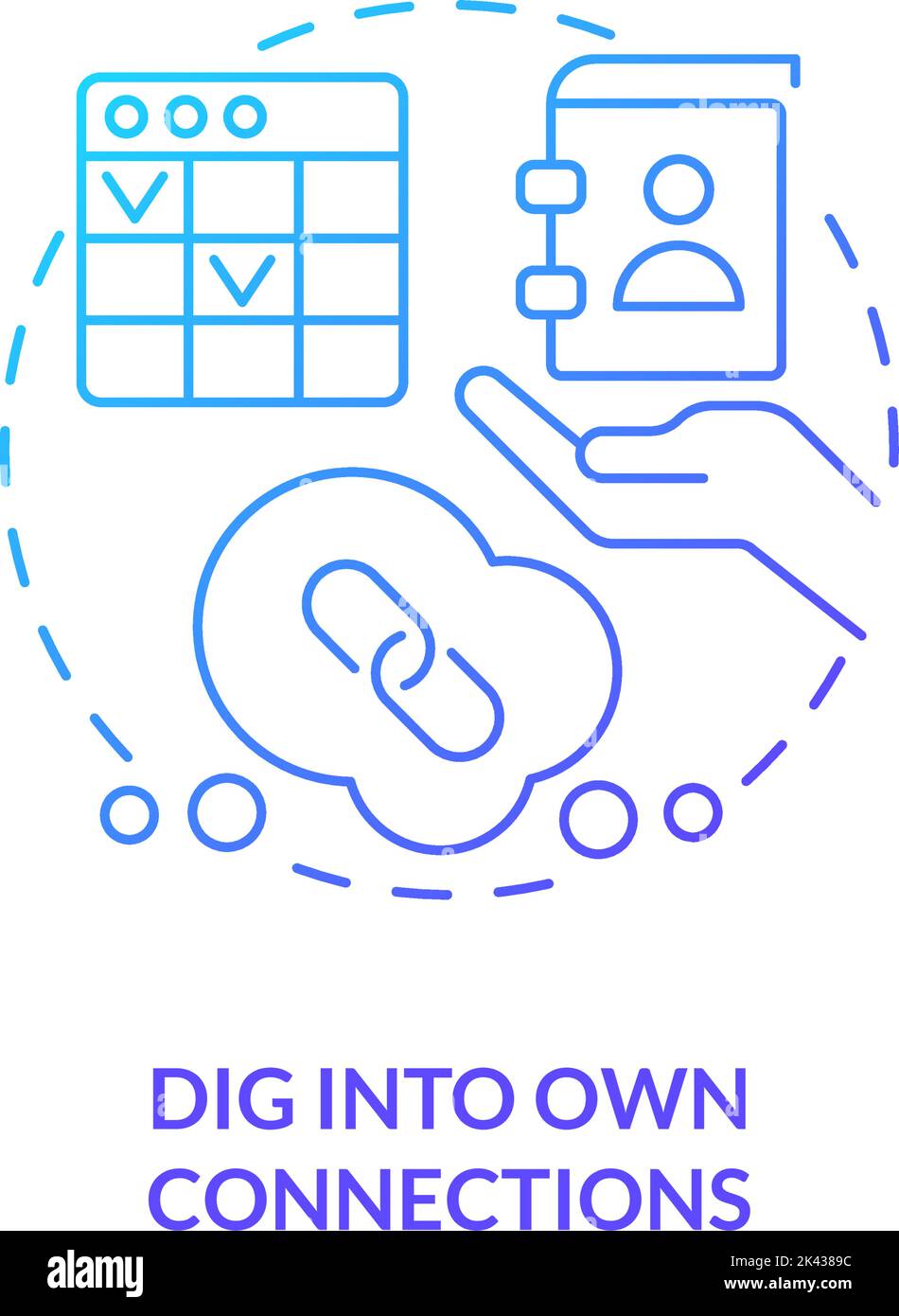 Dig into own connections blue gradient concept icon Stock Vector Image ...