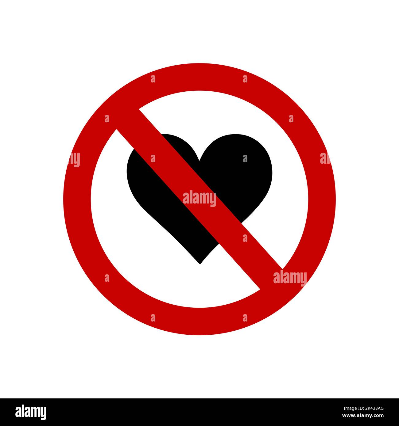 stop love. No love icon isolated on white background. Vector ...