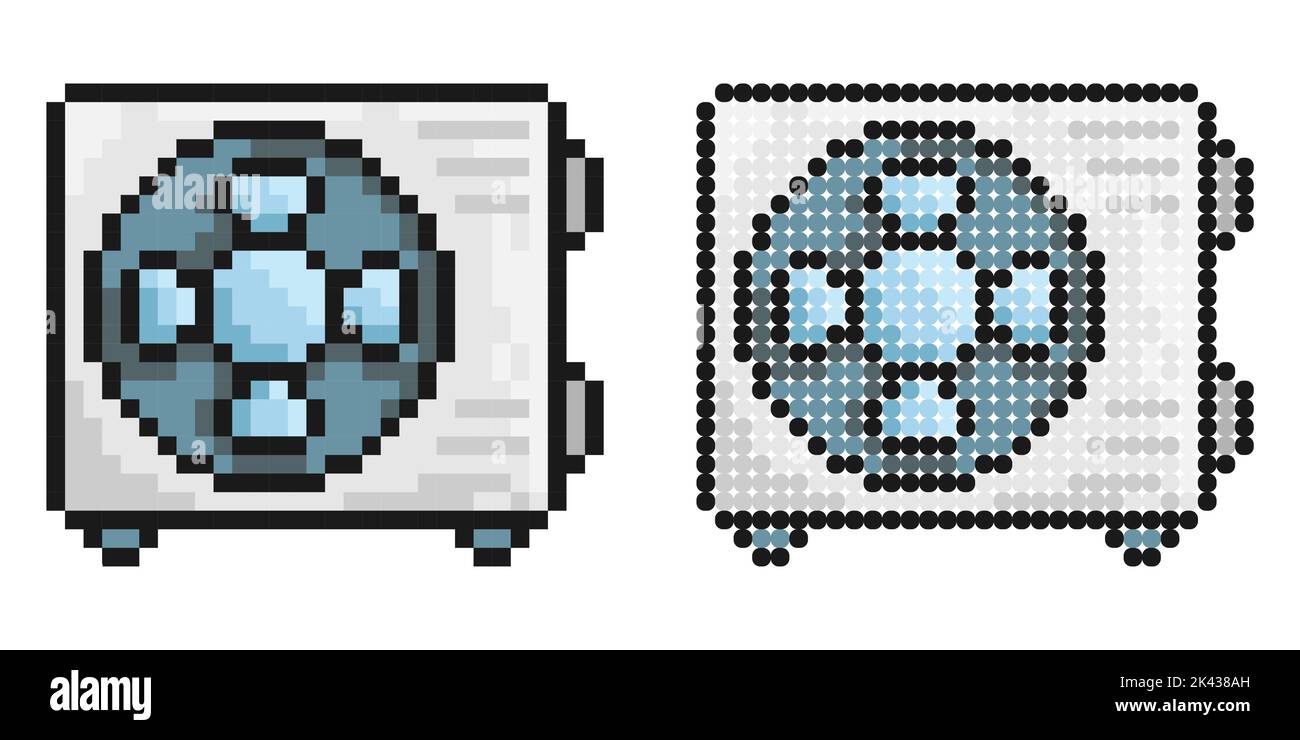Pixel icon. Air conditioner unit with three bladed fan. Room cooling ...