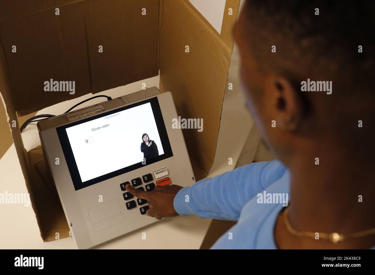 Electronic urn ballot box. Brazilian elections. Digital vote device voting booth. Electoral ...