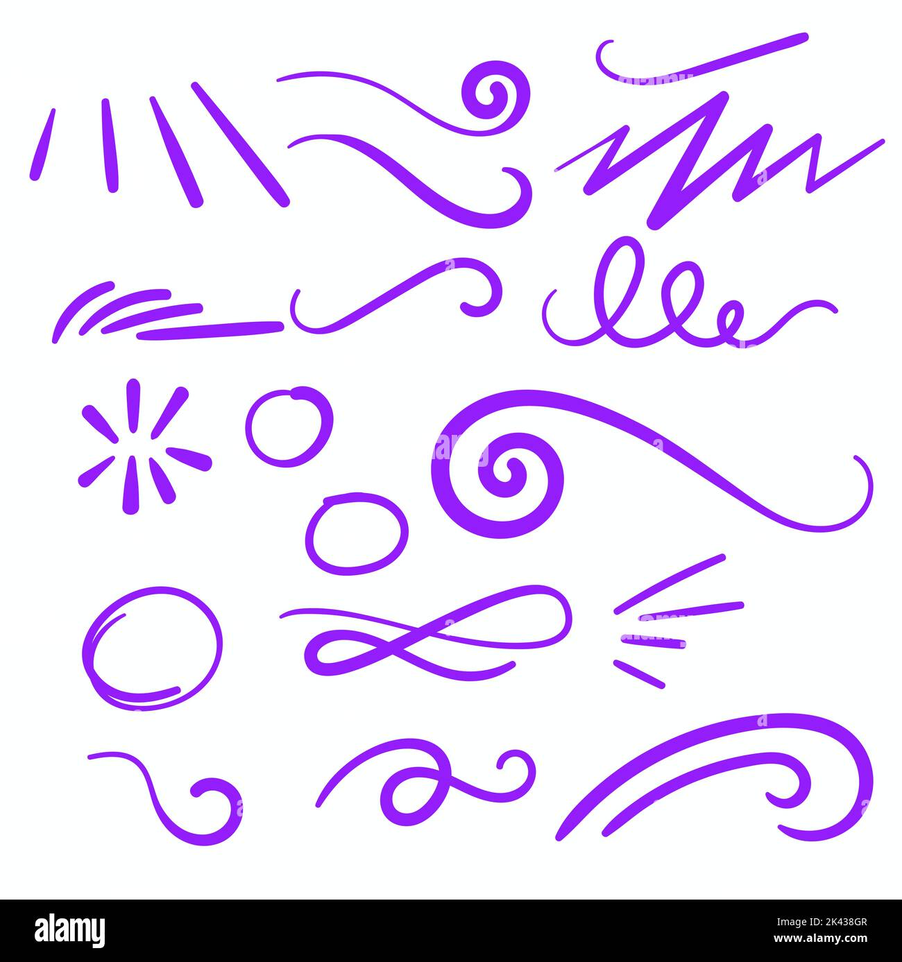 Purple Swirls Swoosh Marks with Vector Hand Drawn Highlighter Accent ...