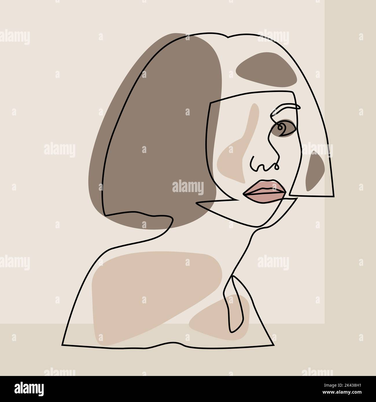 abstract face. Modern outlines of a female silhouette. Colored spots ...