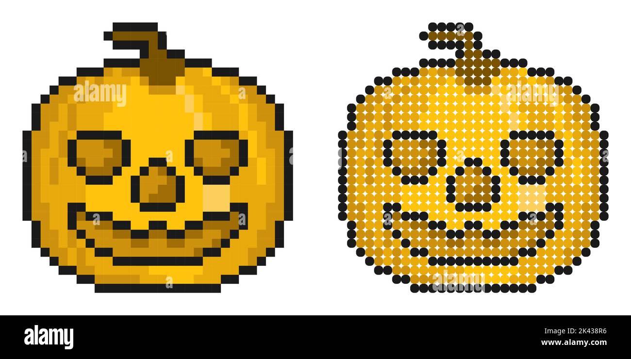 Pixel icon. Spooky Pumpkin fruit. Autumn Halloween pumpkins. Simple ...