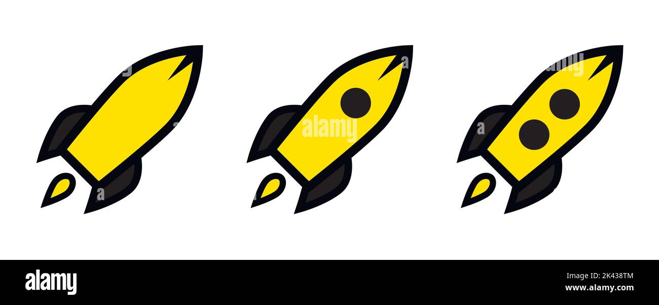 Yellow rocket line icon set, outline vector Stock Vector Image & Art ...