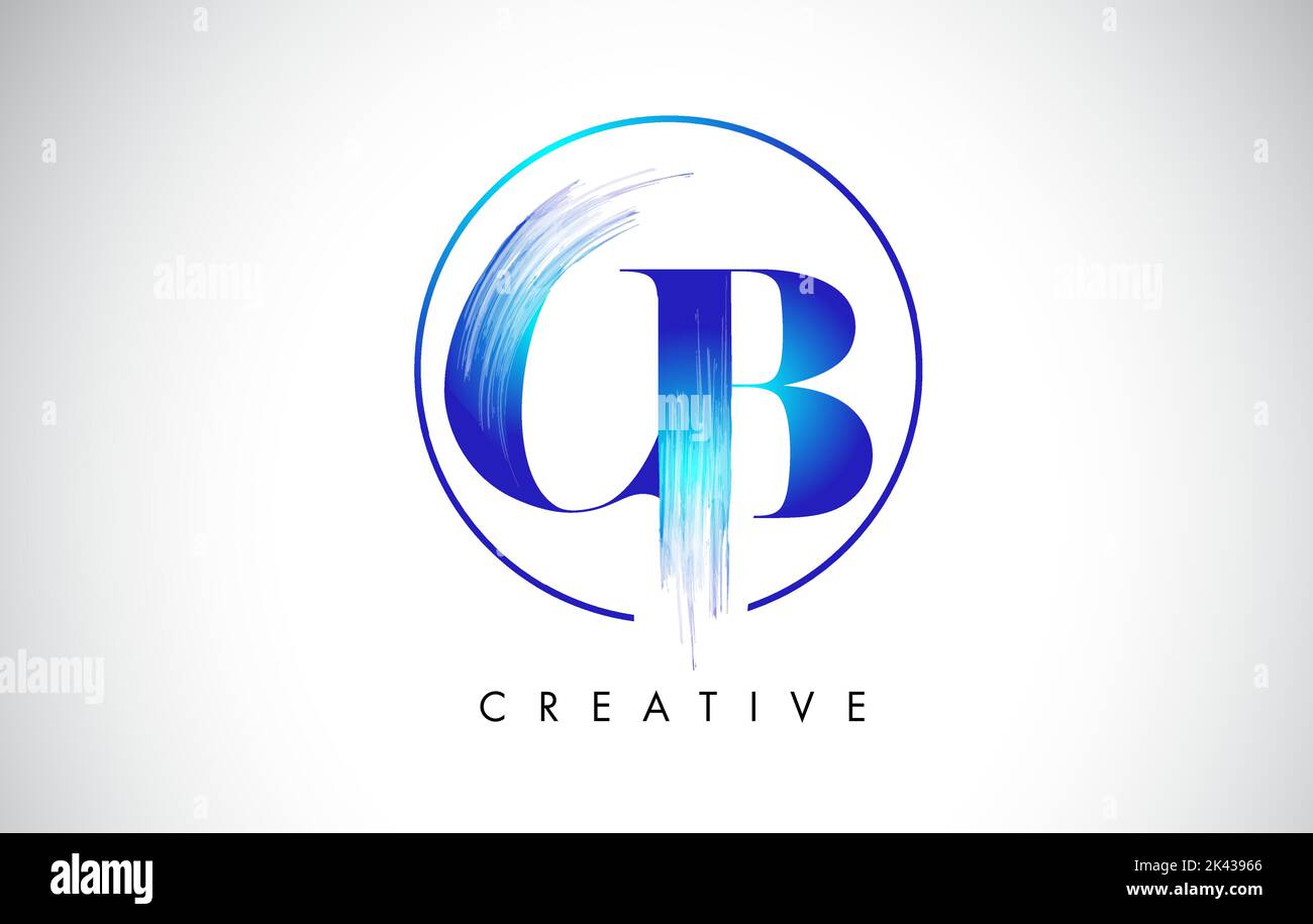 CB Brush Stroke Letter Logo Design. Blue Paint Logo Leters Icon with ...