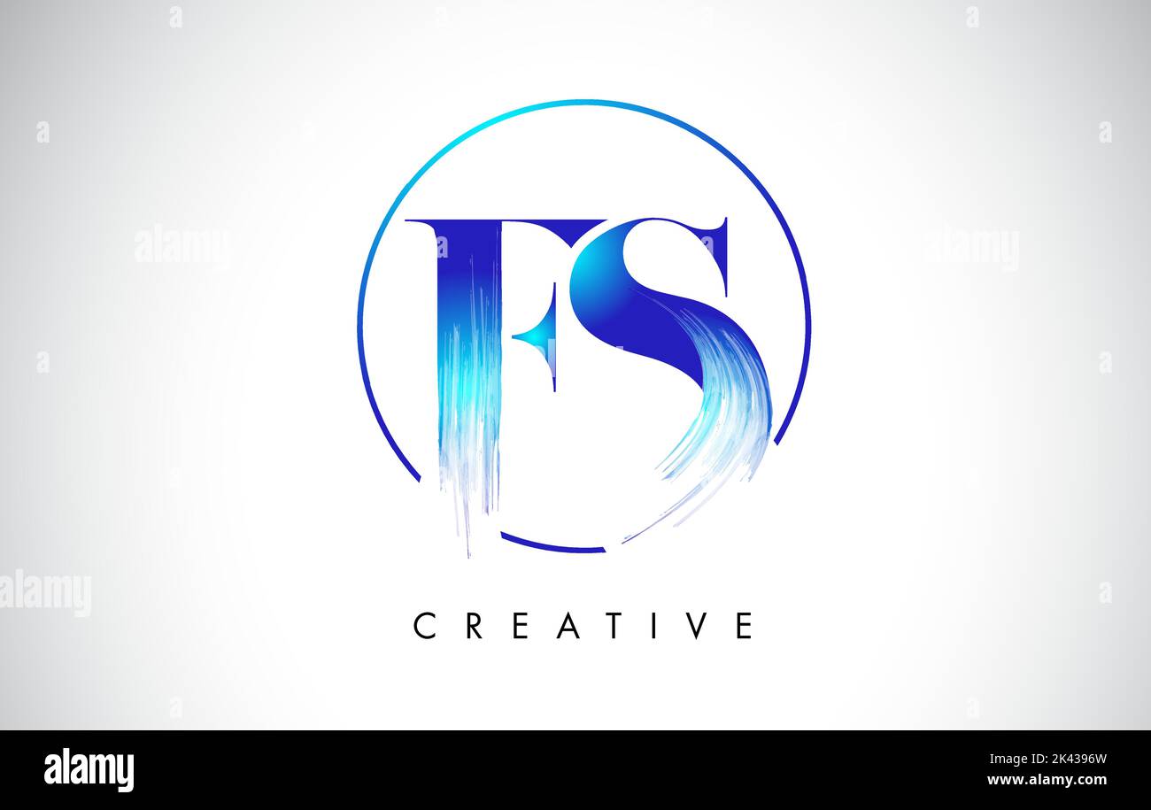 FS Brush Stroke Letter Logo Design. Blue Paint Logo Leters Icon with ...