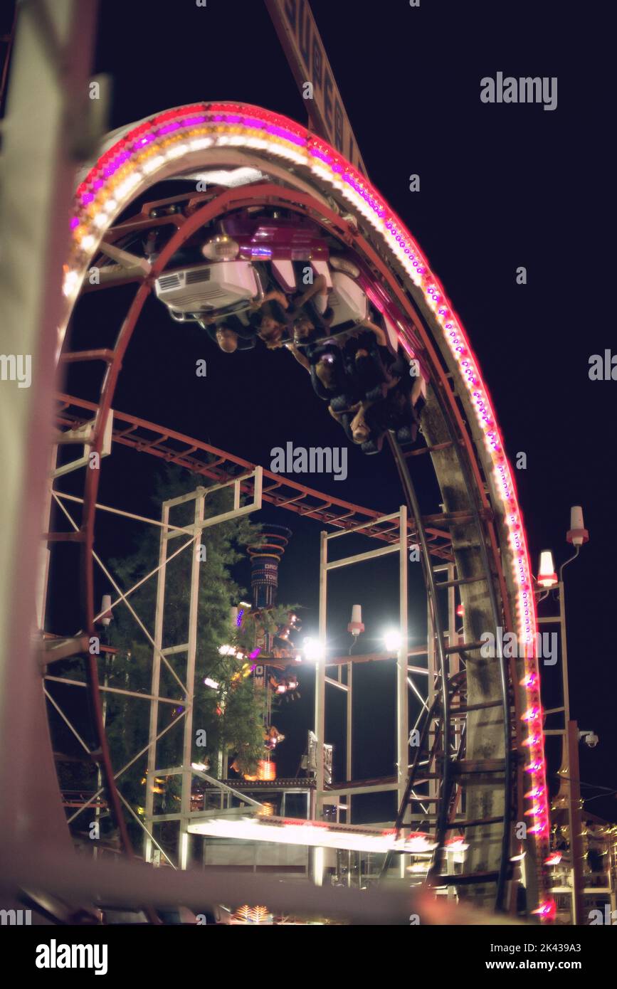 Izmir, Turkey - September 11, 2022: Roller coaster with some people on ...