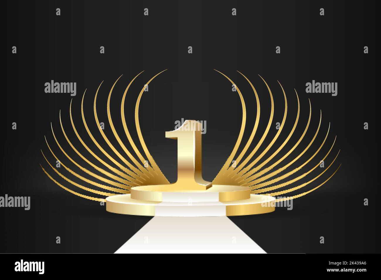 Winner round pedestal with golden number one symbol Stock Vector Image ...