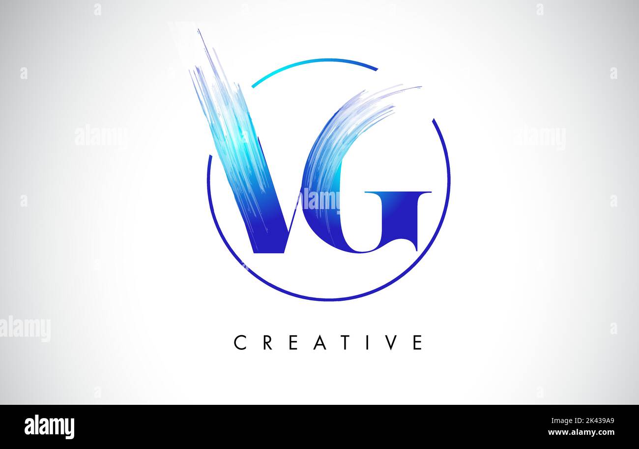 VG Brush Stroke Letter Logo Design. Blue Paint Logo Leters Icon with ...