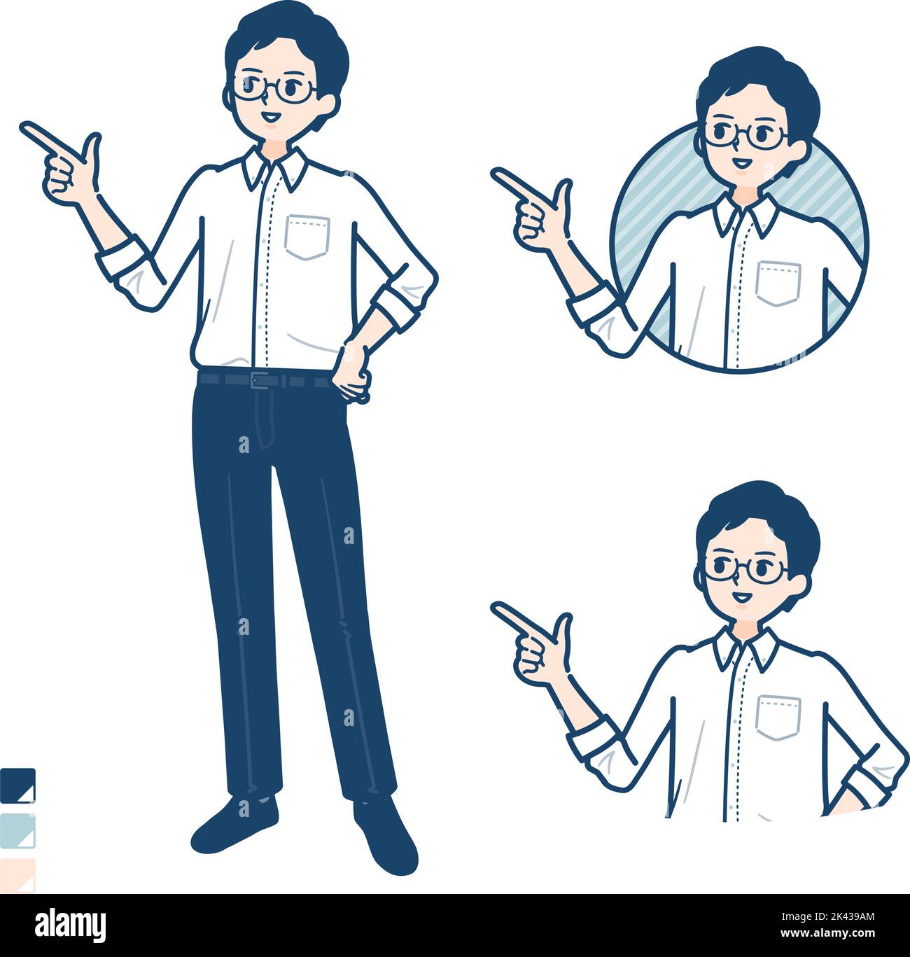 A man in shirt with Explanation Pointing images.It's vector art so it's ...