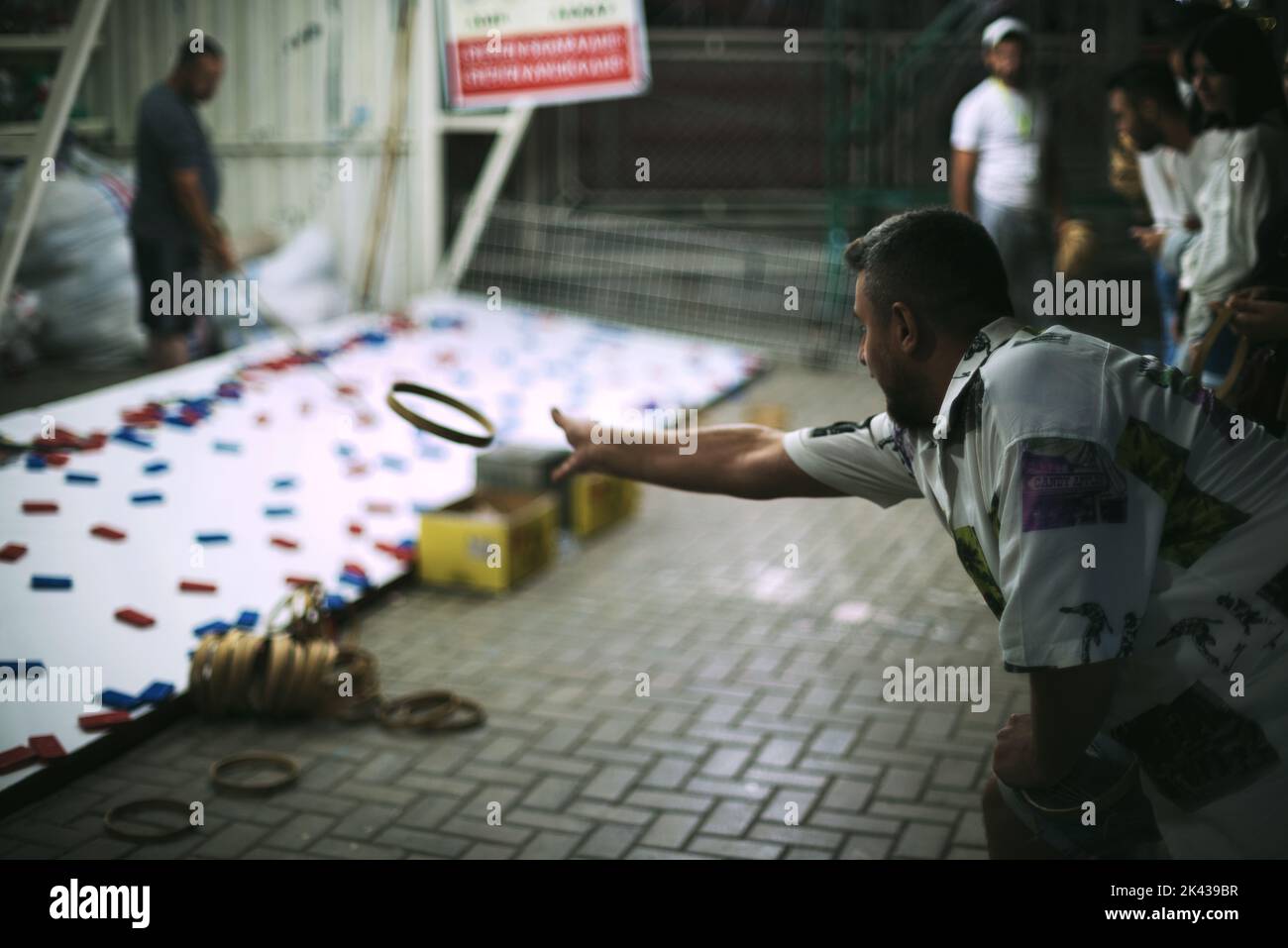 Izmir, Turkey - September 11, 2022: People playing hoop throwing for ...