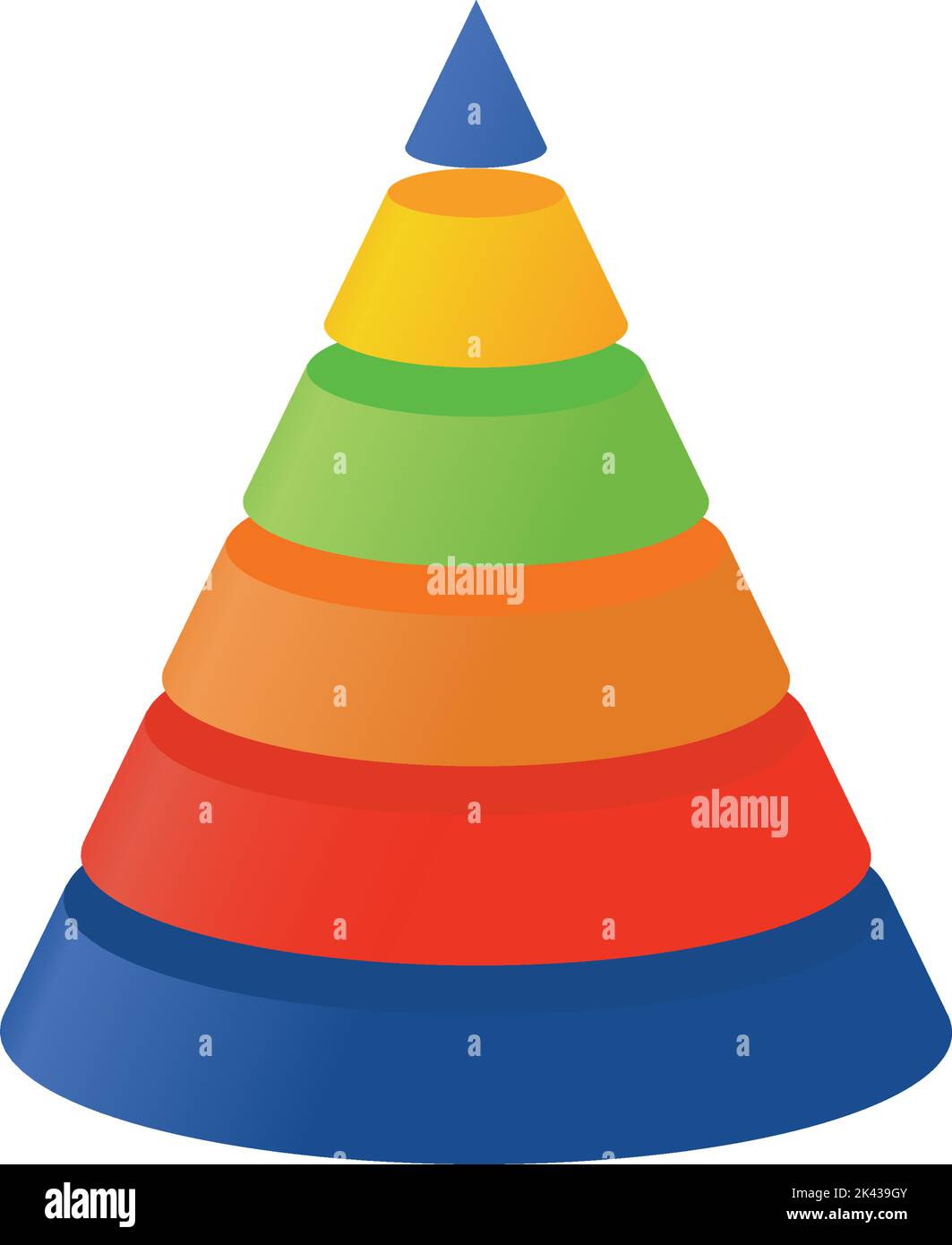 3D illustration infographic template with cone divided to six parts ...