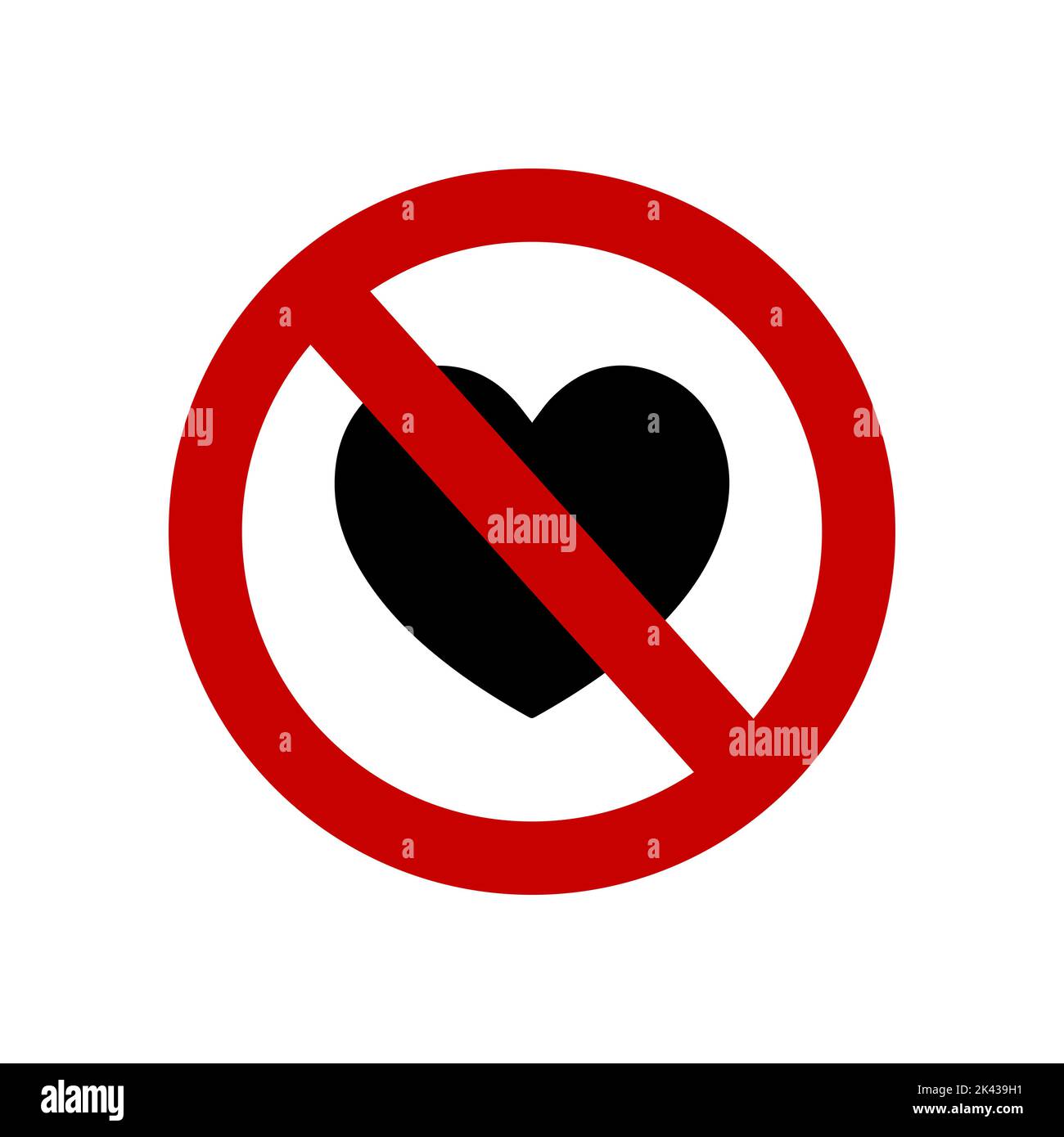 stop love. No love icon isolated on white background. Vector ...