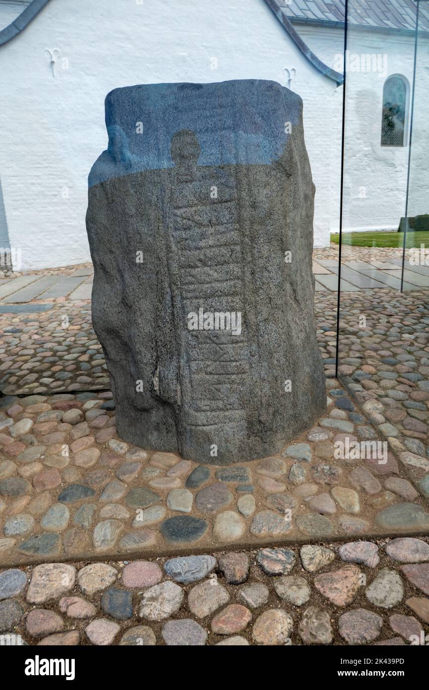 famous rune stone at World Heritage Site Jelling, Denmark Stock Photo ...