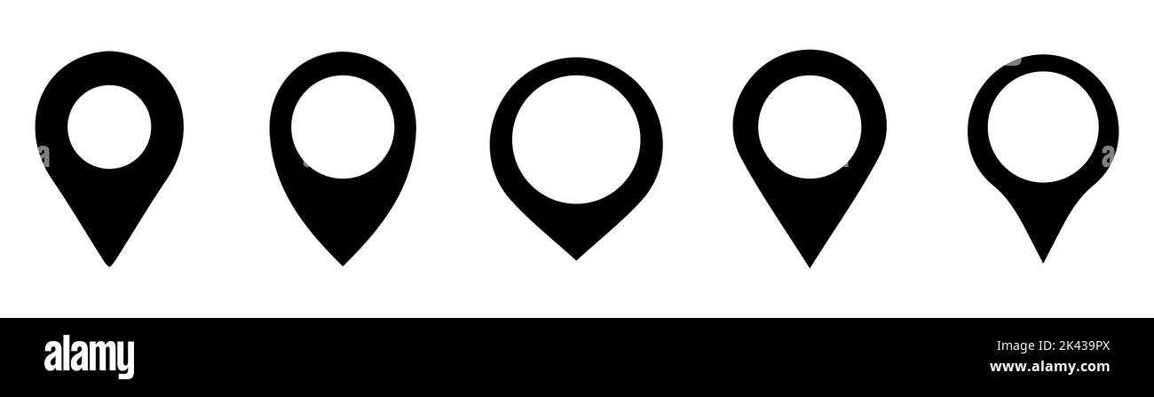 Location icons set black. Modern map markers. Vector illustration ...