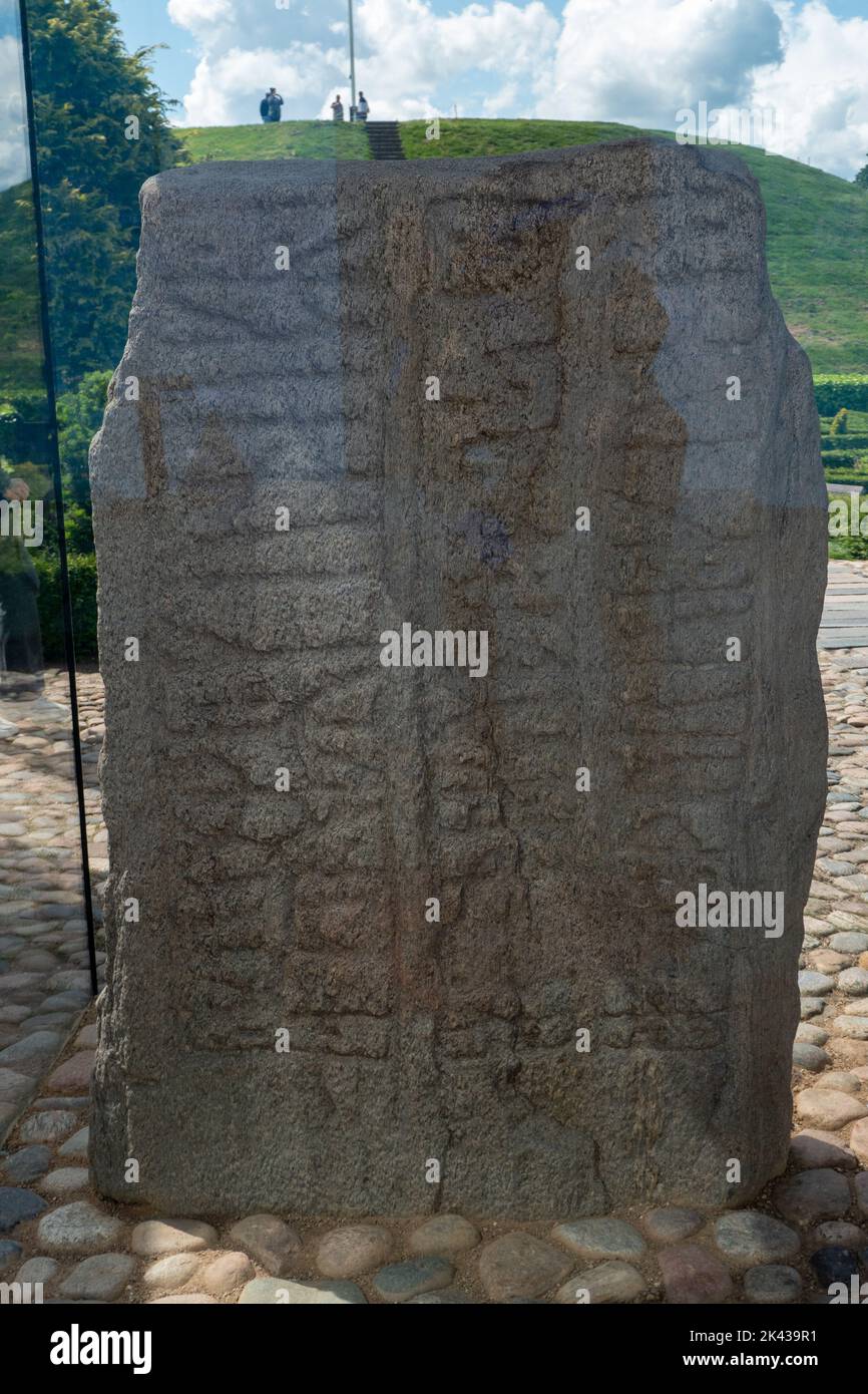 famous rune stone at World Heritage Site Jelling, Denmark Stock Photo ...