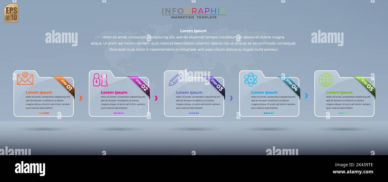 Infographic vector design Business colorful template folder 5 options ...