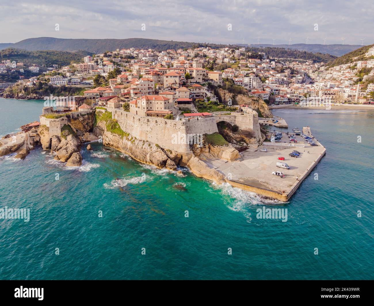 Amazing view on Ulcinj town in Montenegro. Clock Tower of Ulcinj Sahat ...